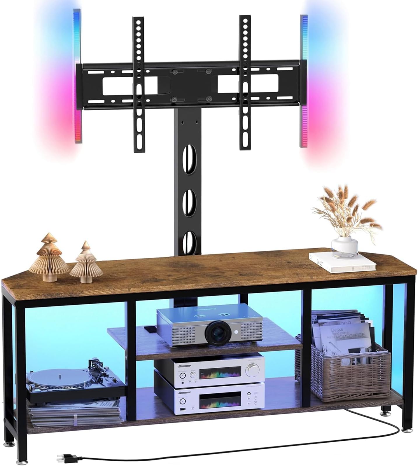 Amazon.com: IRONCK TV Stand with Mount and Power Outlet 47", Swivel TV ...