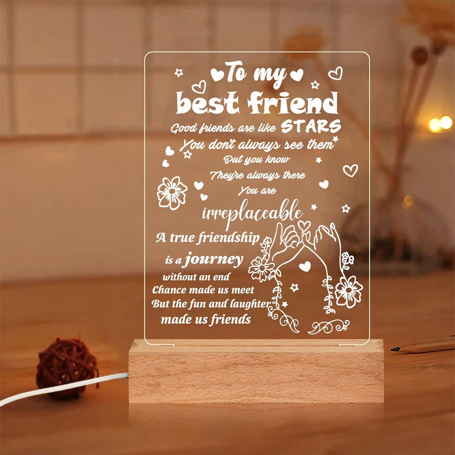 Birthday Christmas Gifts to Best Friend Women Warm Night Light LED ...