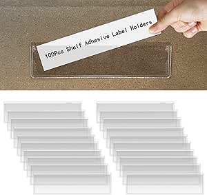 Amazon.com : Shelf Tag Label Holders Self Adhesive Clear Pockets Holder ...