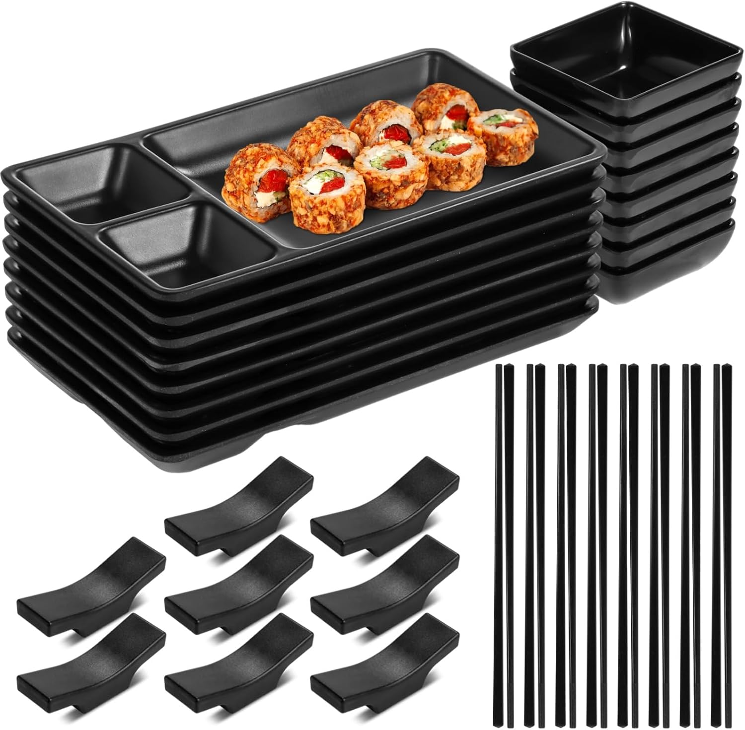 Amazon.com | 8 Sets Sushi Plate Set Includes 8 Sushi Plates, 8 Soy ...