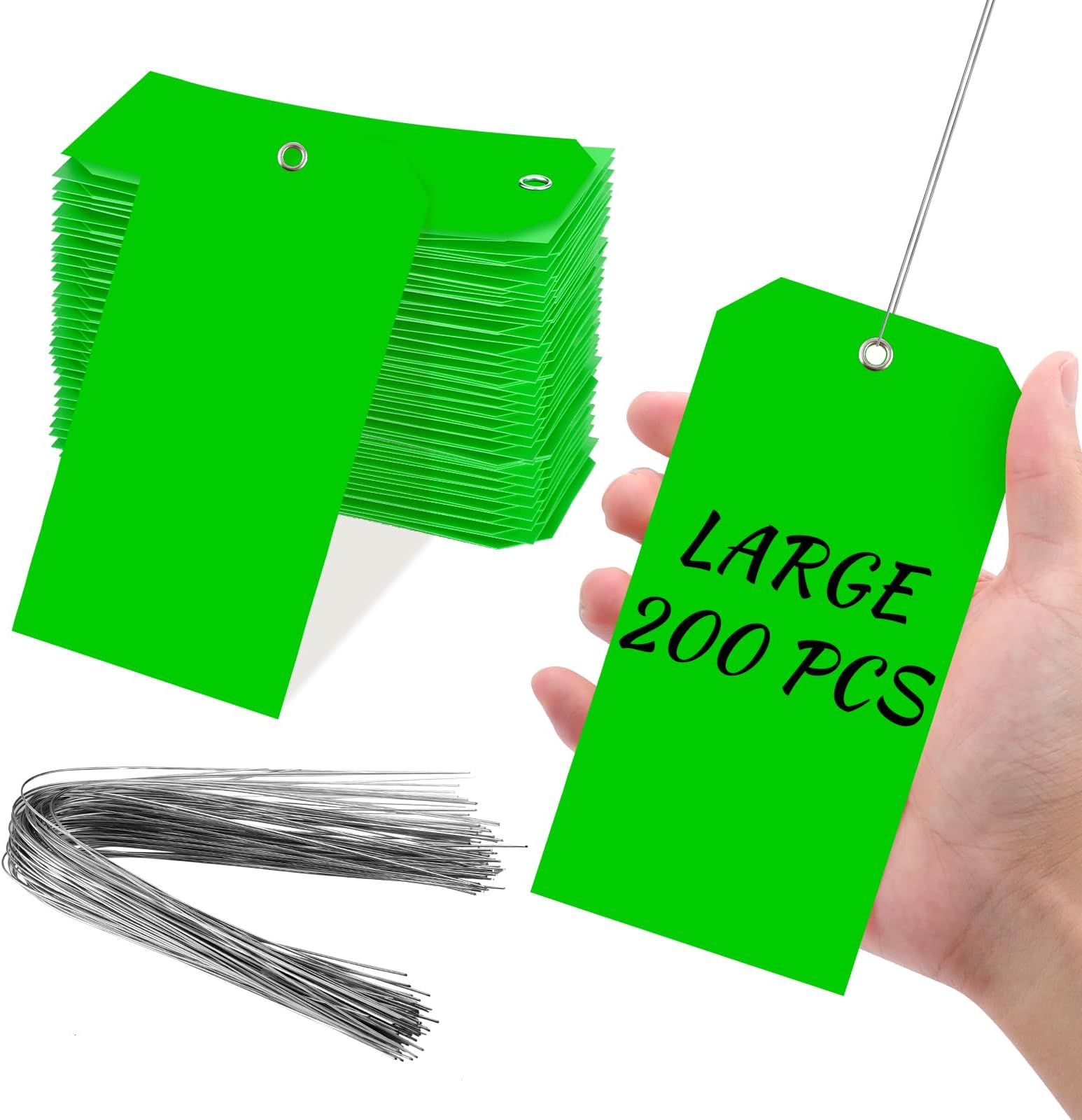 Amazon.com : 200 Pieces 4 3/4" x 2 3/8" Green Plastic Shipping Tags ...