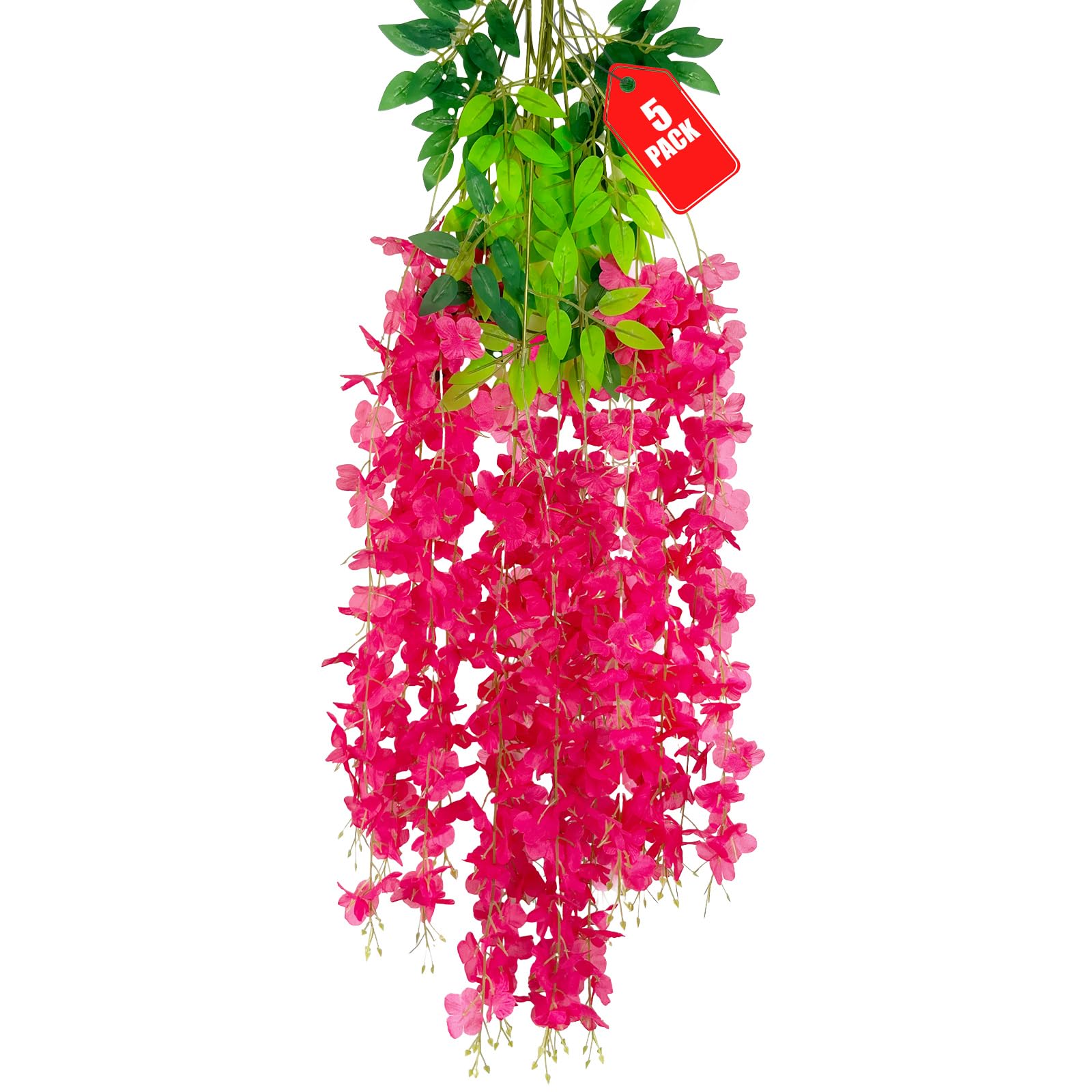 Amazon.com: 5 Pack Fuchsia Wisteria Hanging Flowers, Fuchsia 3.77 Ft ...