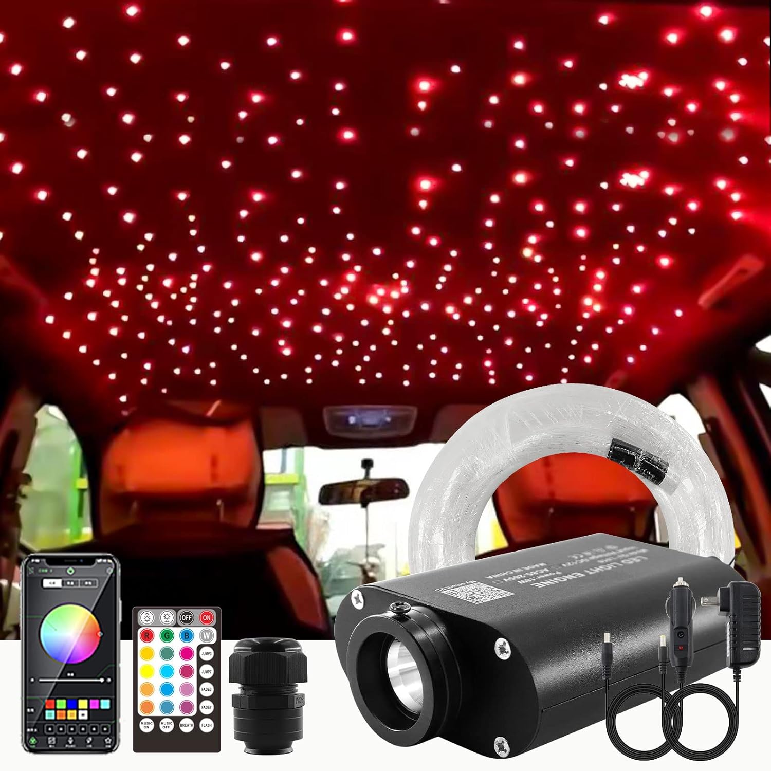 ATOKEE 16W Fiber Optic Lights, Starlight Headliner Kit for Car Ceiling ...