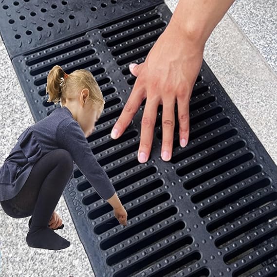 Amazon.com: Polymer Plastic Trench Drain Grate Cover Black Sewer Grate ...