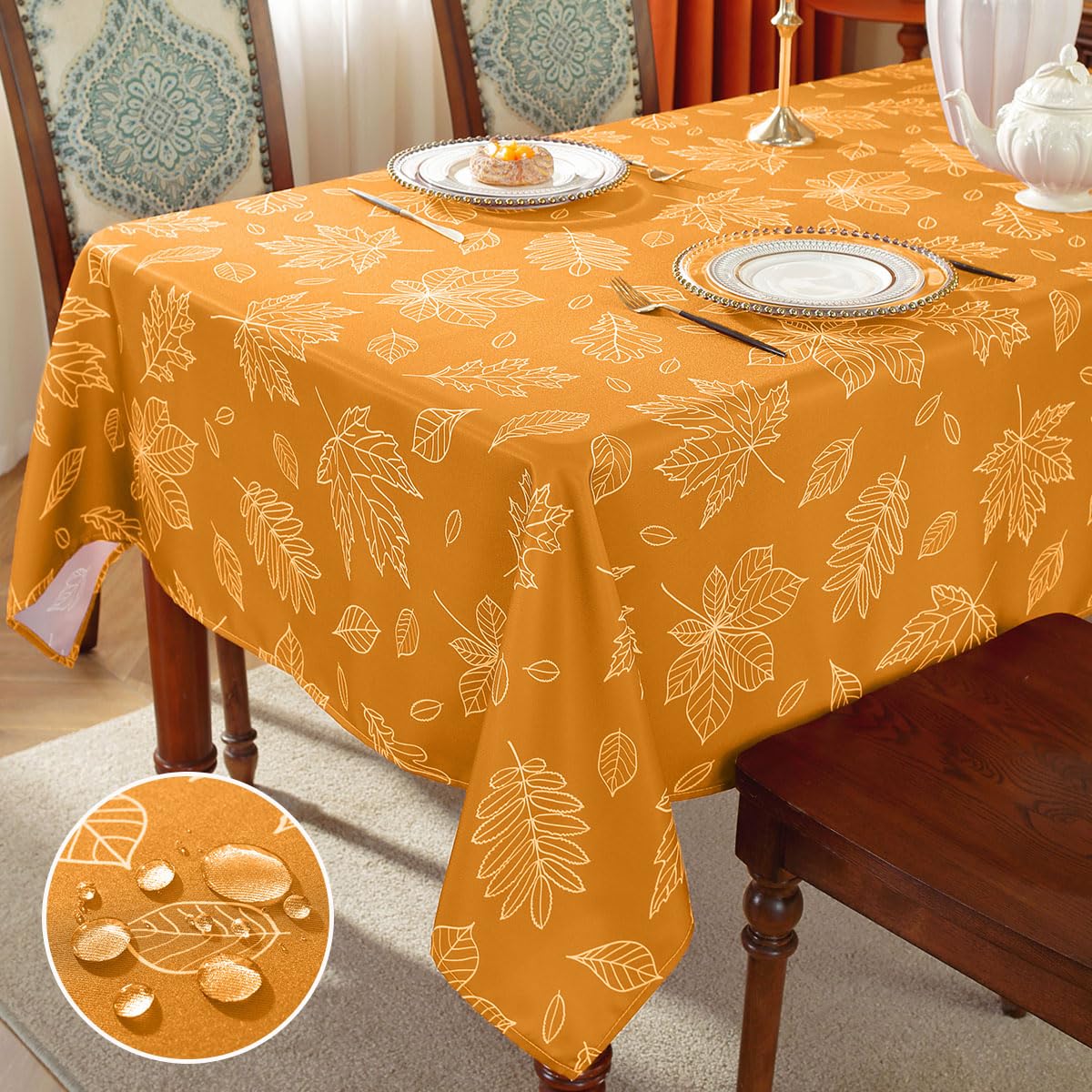 Amazon.com: SASTYBALE Maple Leaves Print Tablecloth Rectangle 52 x 70 ...