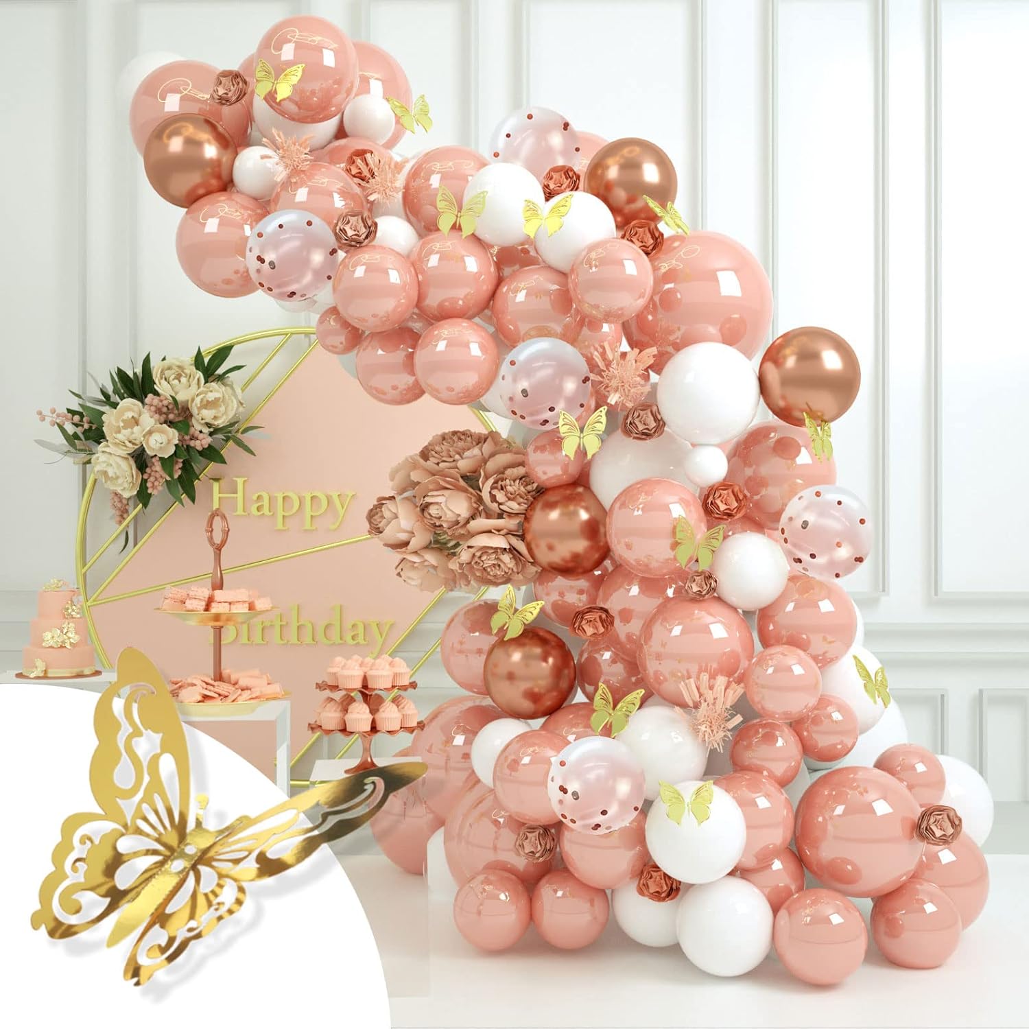 Amazon.com: Visondeco Rose Gold Balloon Arch Kit - 117pcs Balloons with ...