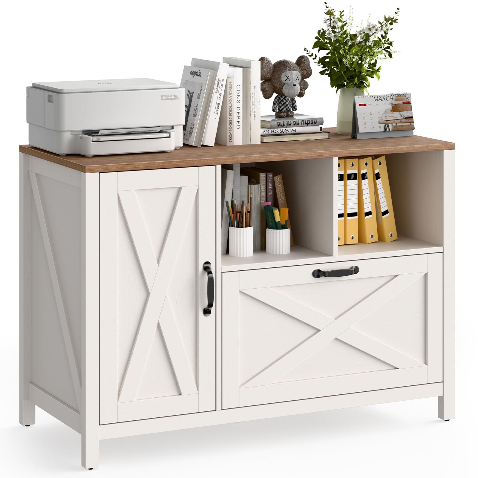 Amazon.com: Lateral File Cabinet with Large Drawer and Door Farmhouse ...