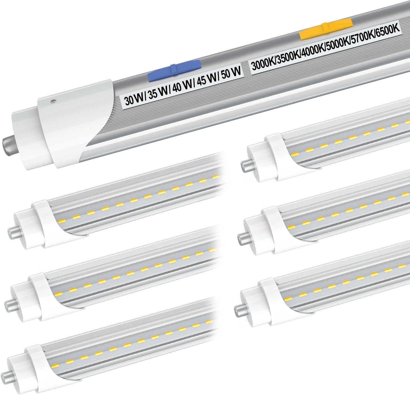 ETL Listed 8FT T8/T12 LED Bulbs 8 Foot, 5 Power(30W-50W)& 6CCT(3000K ...