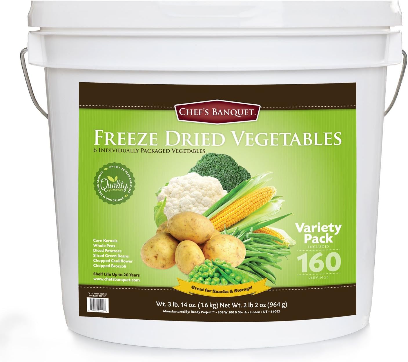 Amazon.com : Chef's Banquet Vegetable Variety Food Storage (160 ...