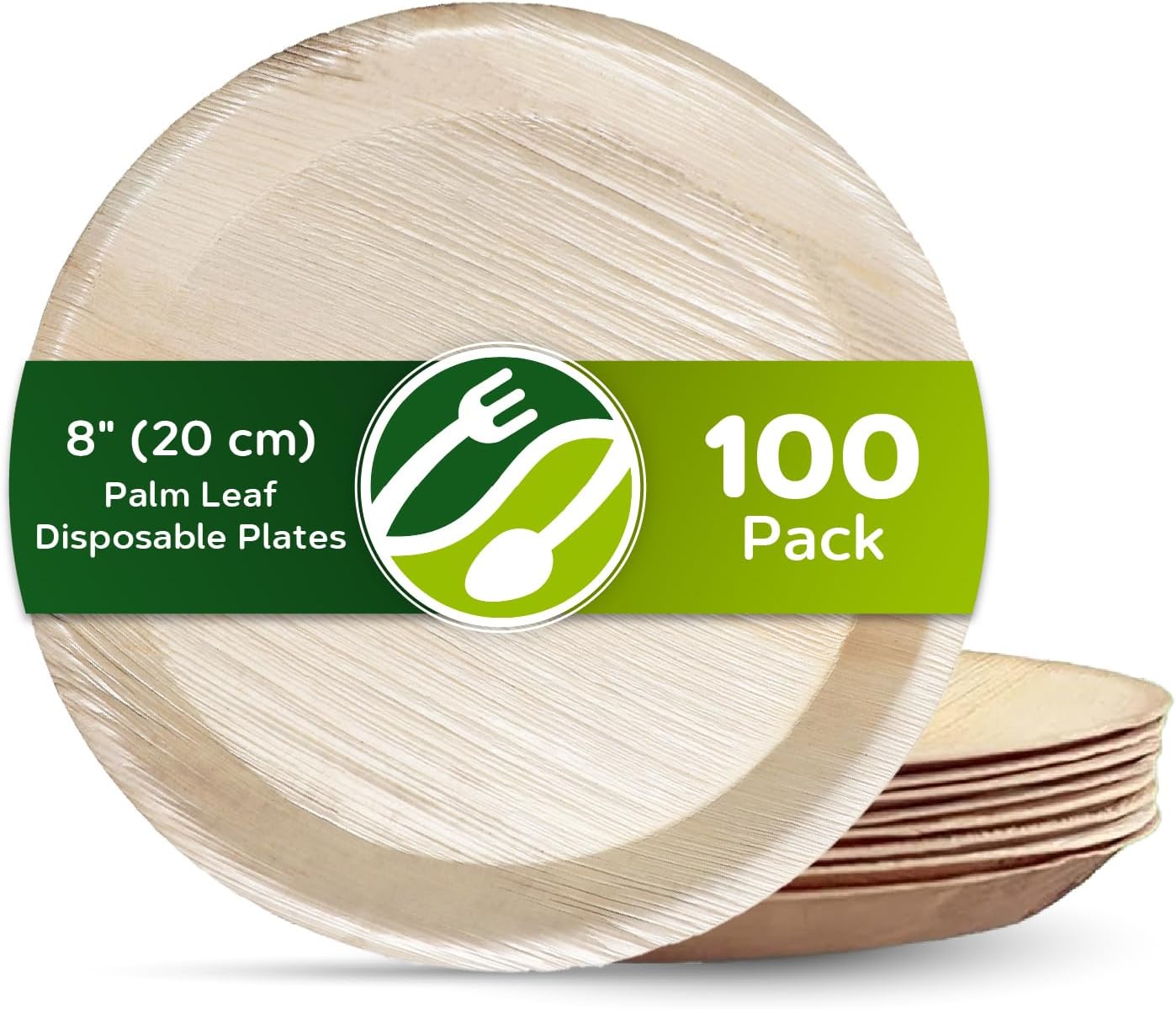 ECO Leaf 100 Disposable Palm Leaf Plates - 8''(20cm) Deep Round ...