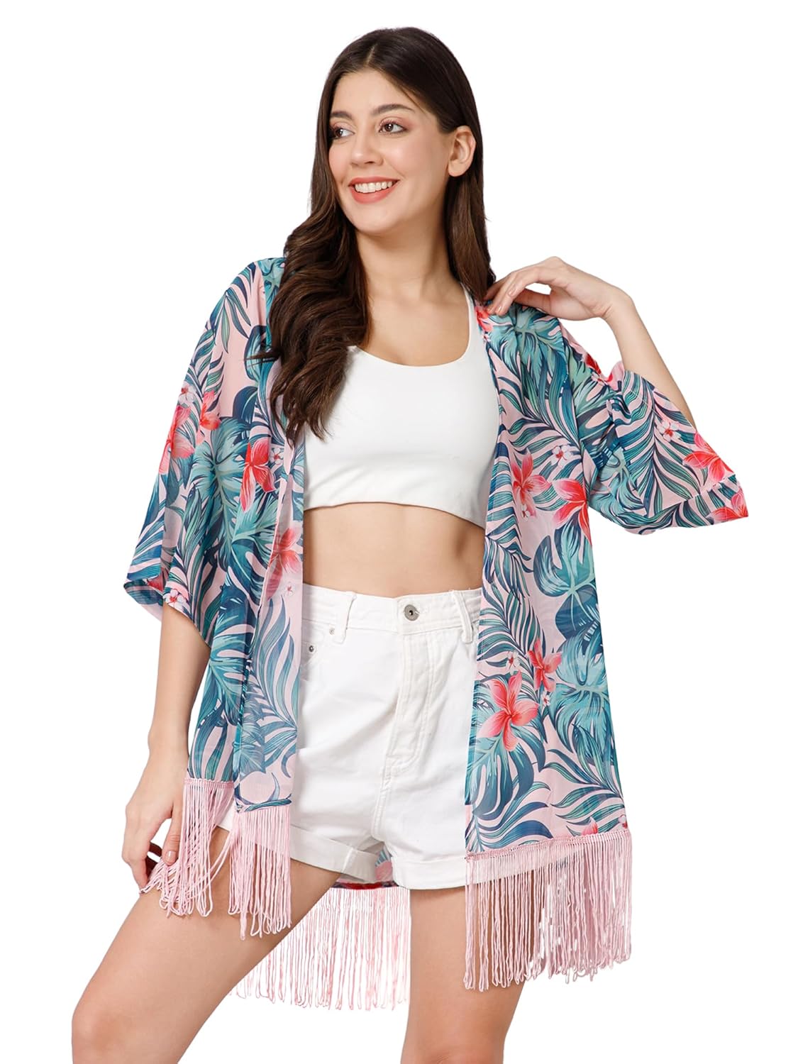 PURYS Women's Polyester Shawl Neck Shrug Sweater (PY4116SRGMULTI ...