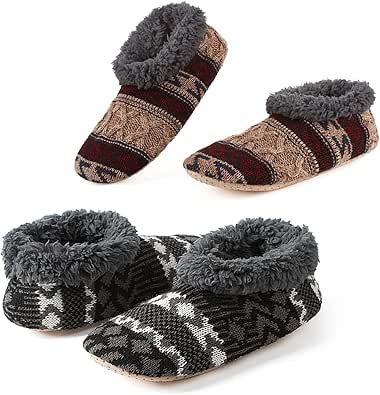 Amazon.com: Cozylook 2 Pack Comfy Mens House Slippers Fluffy, Cozy ...