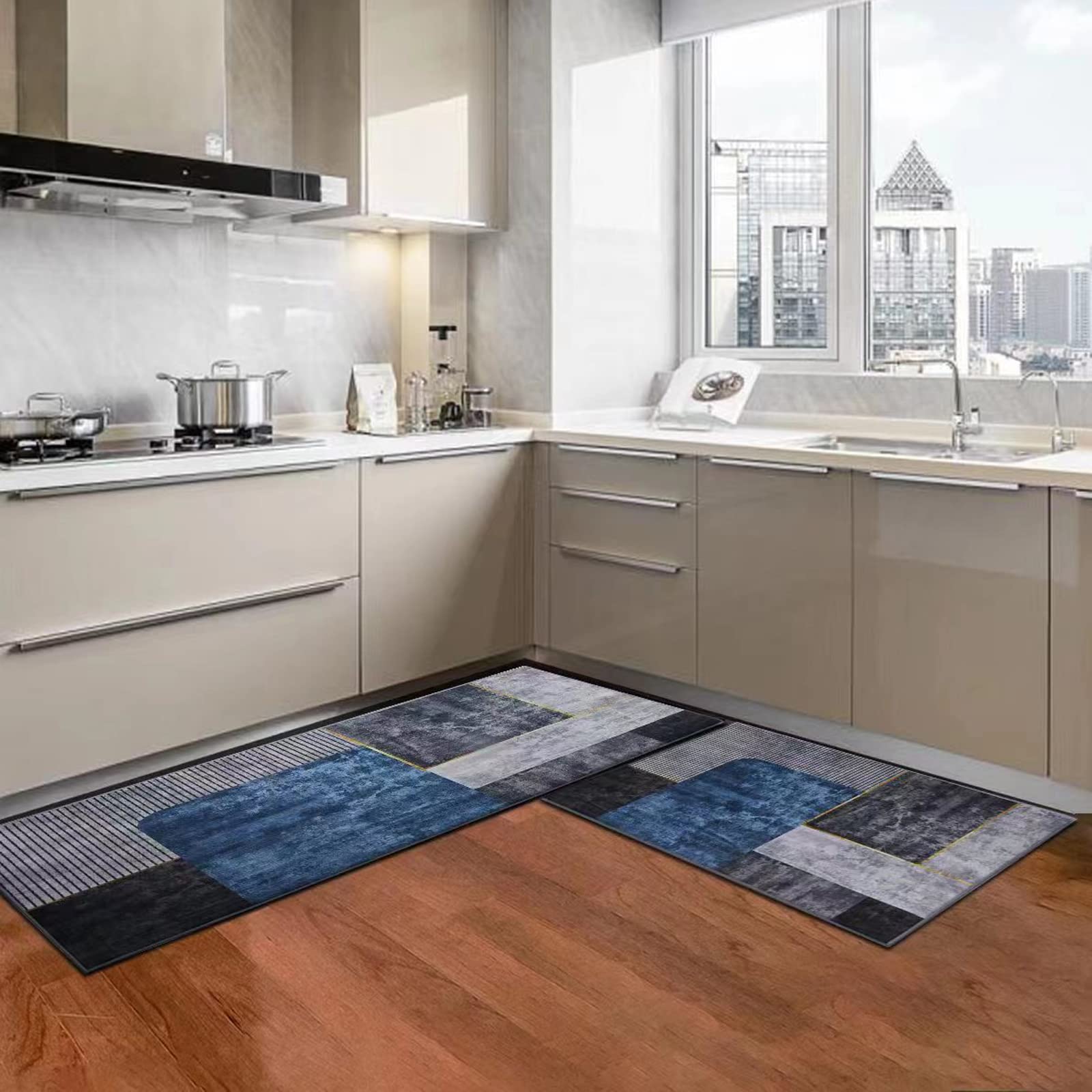 Cojzlx Kitchen Carpet Non-Slip Microfiber Rugs, Washable Anti Fatigue ...