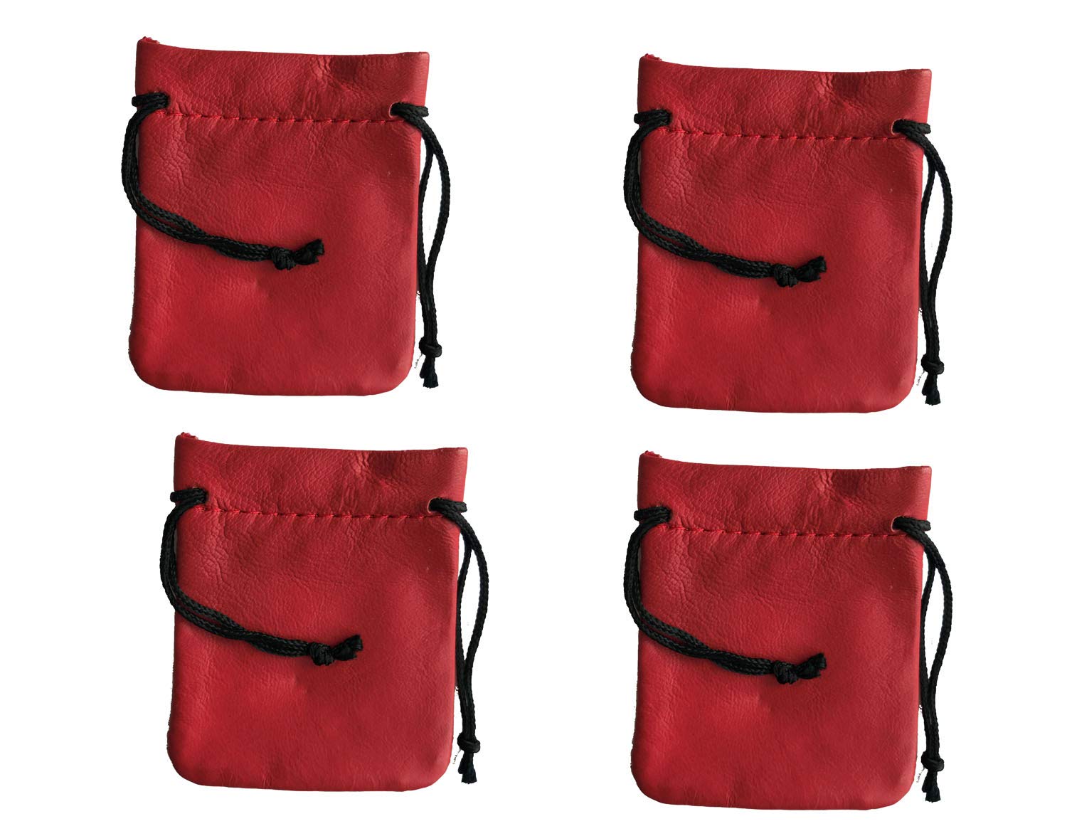 Amazon.com: 3" Genuine Leather Red Drawstring Pouch Bag, Pack of 4 ...