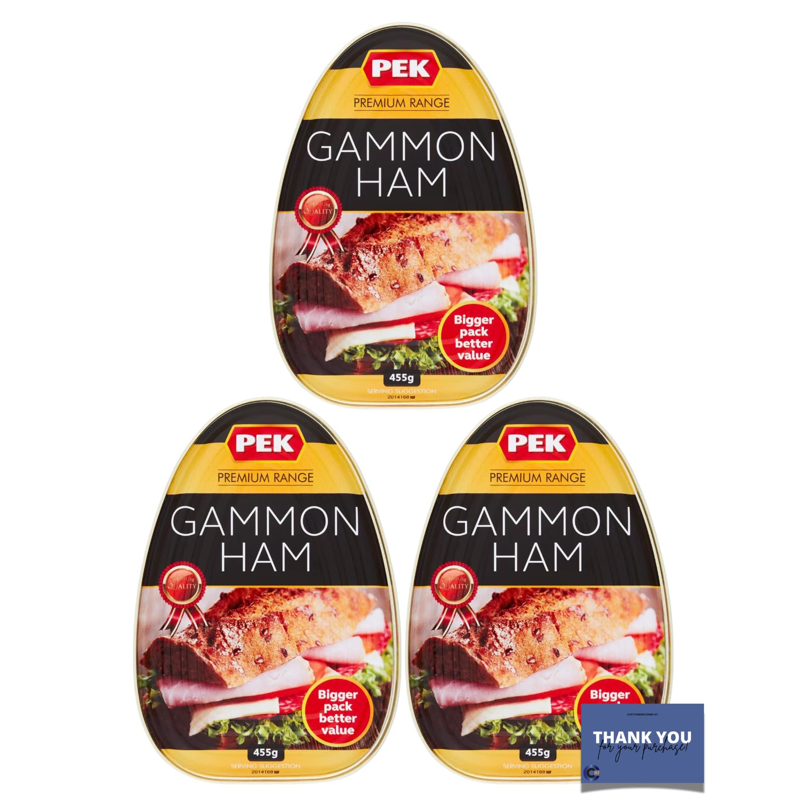 PEK Premium Range Gammon Ham 455g (3 Packs) - Deliciously Tender, Ready ...