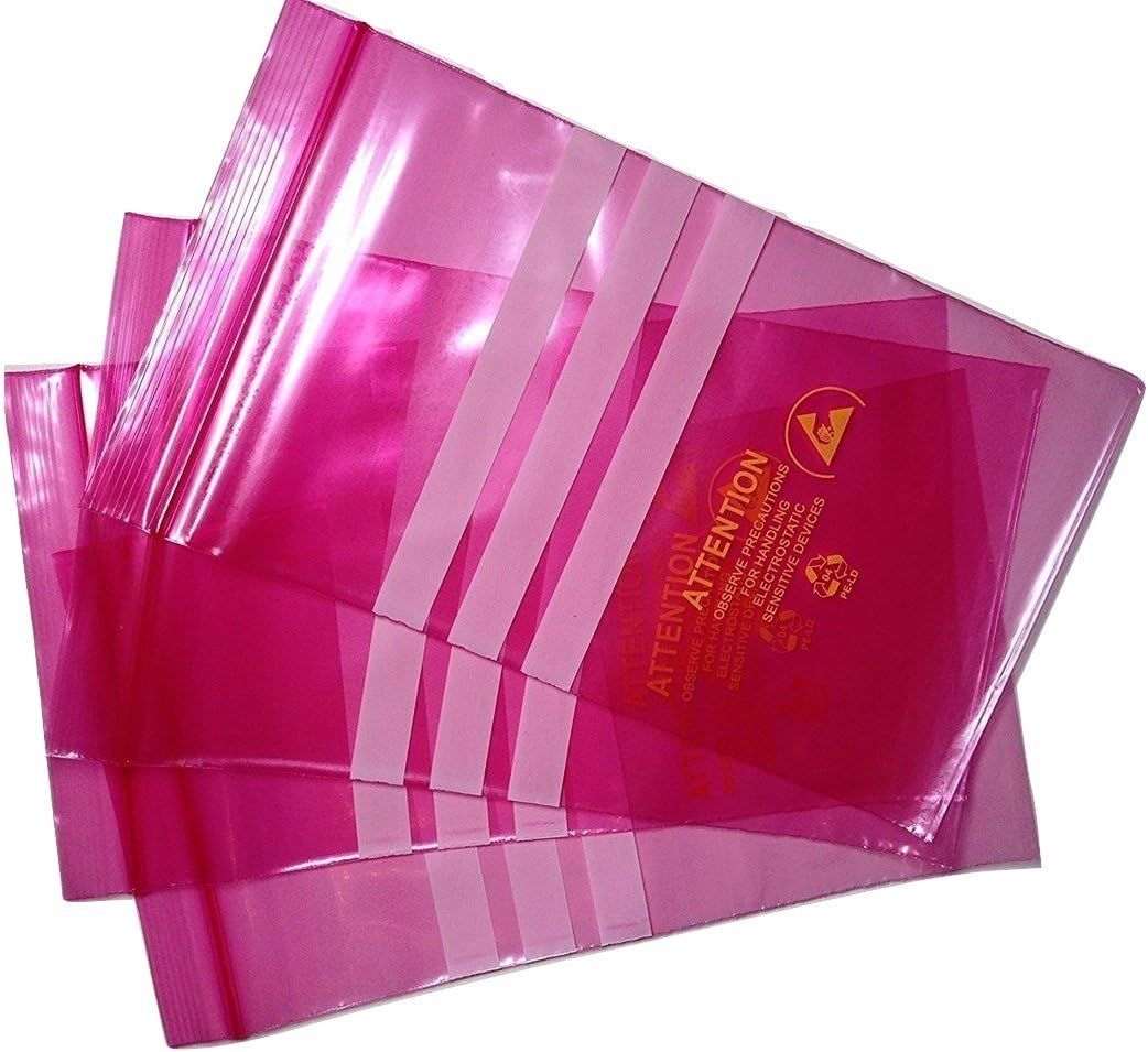 Anti-Static ESD Pink ESD Bag Ziplock 10'' X 12'' (254 x 305mm) - Pack ...