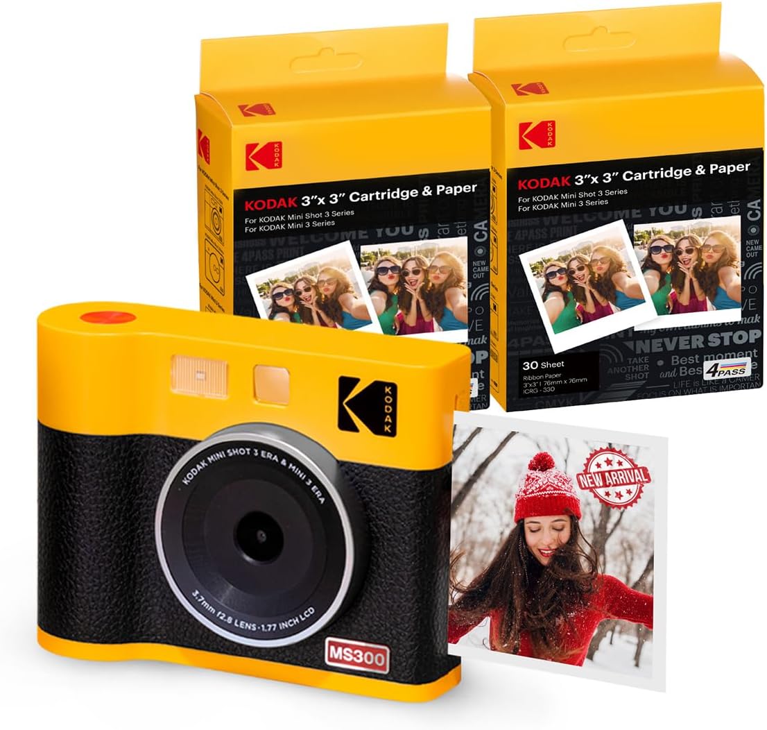 KODAK Mini Shot 3 ERA 4PASS 2-in-1 Instant Camera and Photo Printer ...
