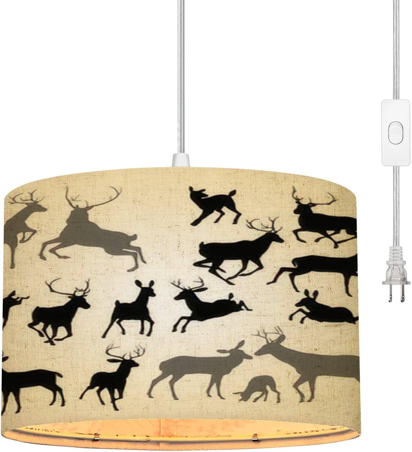 Plug in Pendant Light Silhouette Deer including fawn doe stag Also two ...