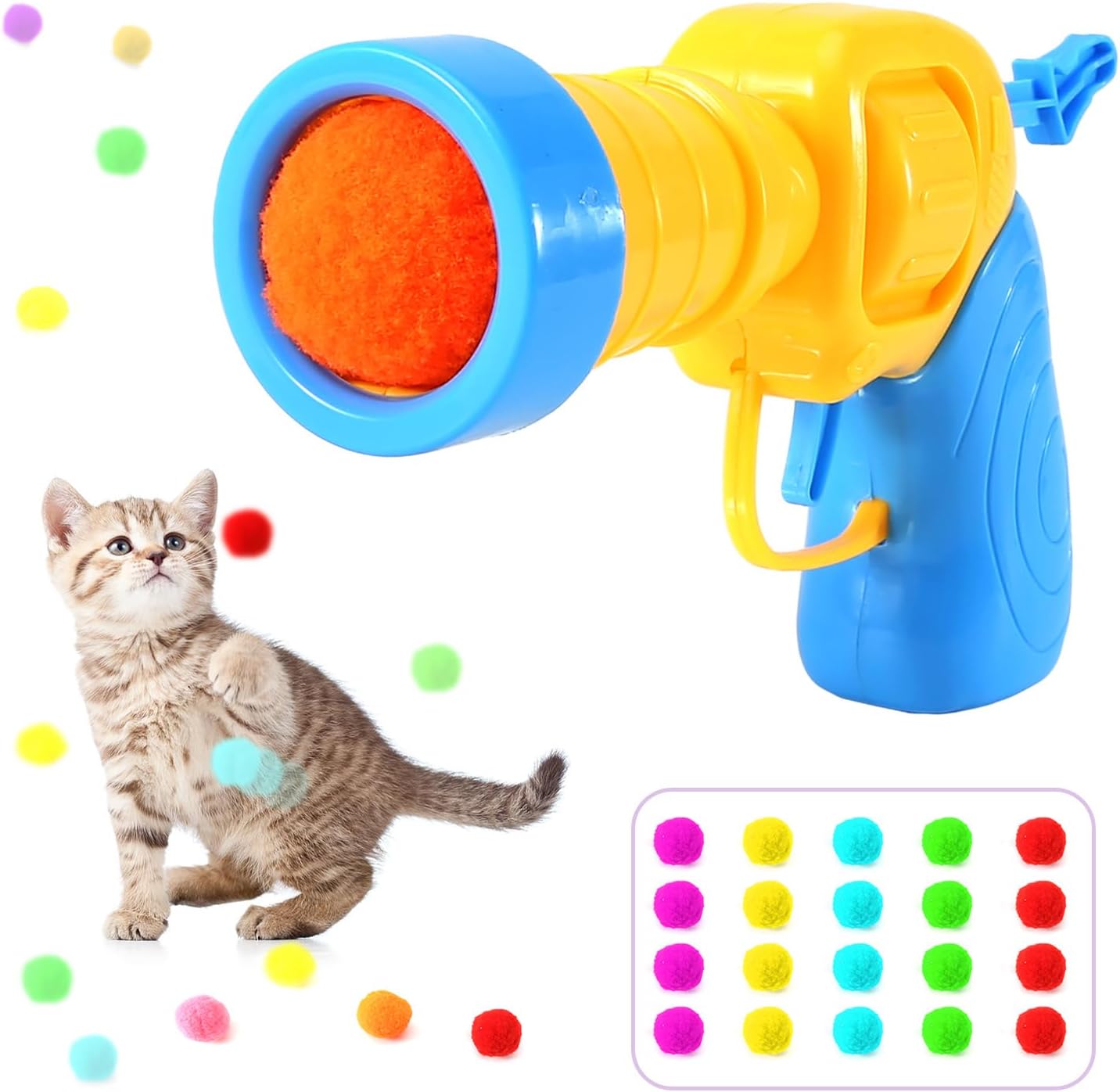 Amazon.com : 31Pcs Cat Ball Toy Launcher Gun, Cat Balls Fetch Toy ...