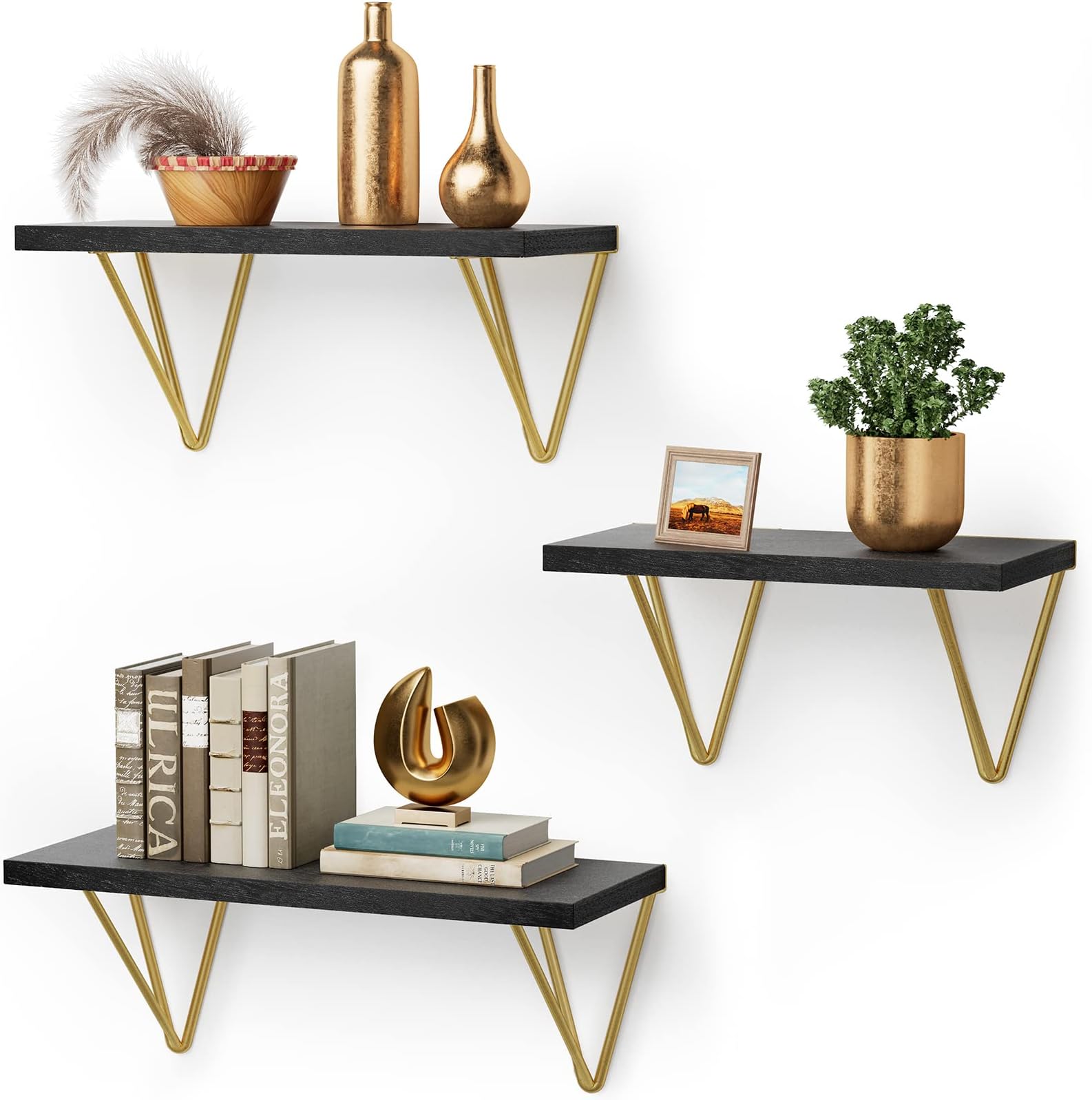 Amazon.com: AMADA HOMEFURNISHING Floating Shelves, Black Wall Shelves ...