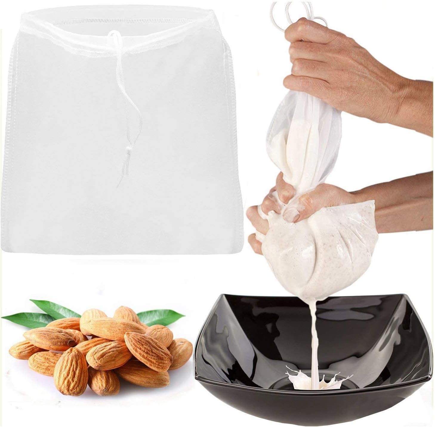 Amazon.com: 2 Pcs Pro Quality Nut Milk Bag - Big 10"X12" Commercial ...