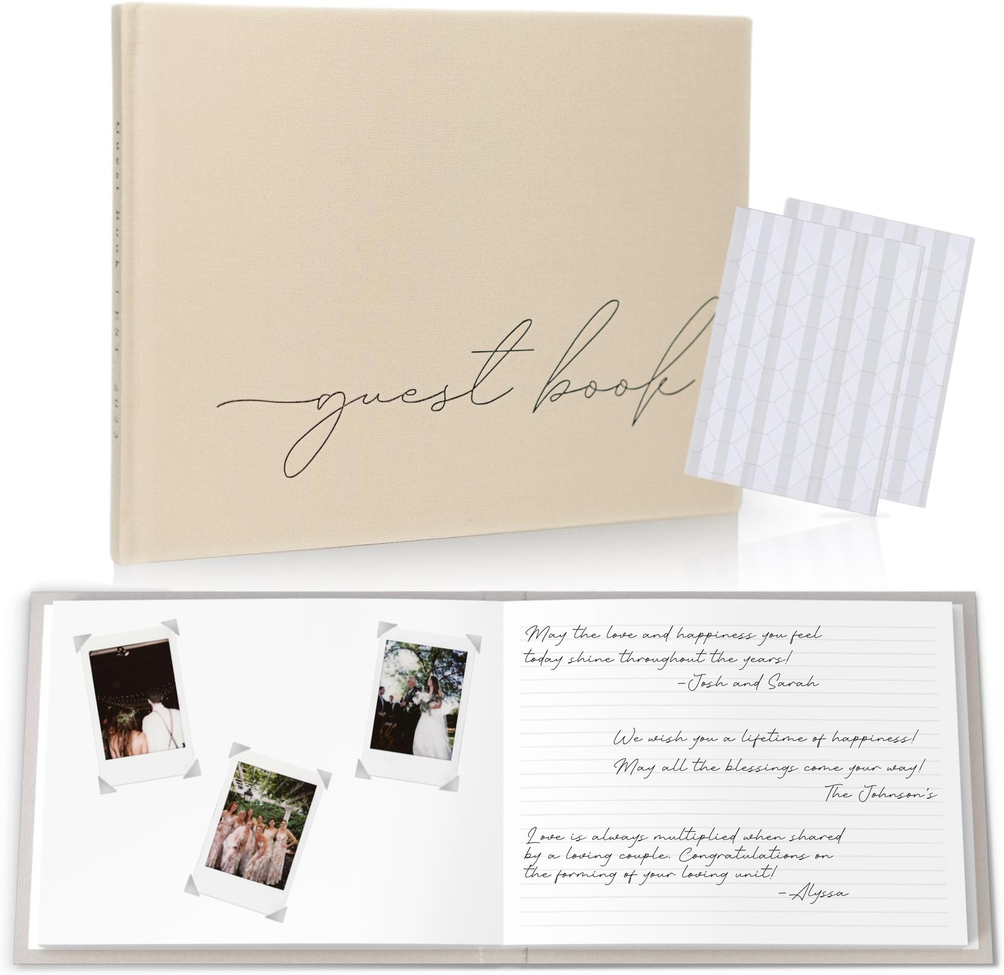 Amazon.com: 3 Pieces Wedding Guest Book, Guest Book Includes 1 Stickers ...