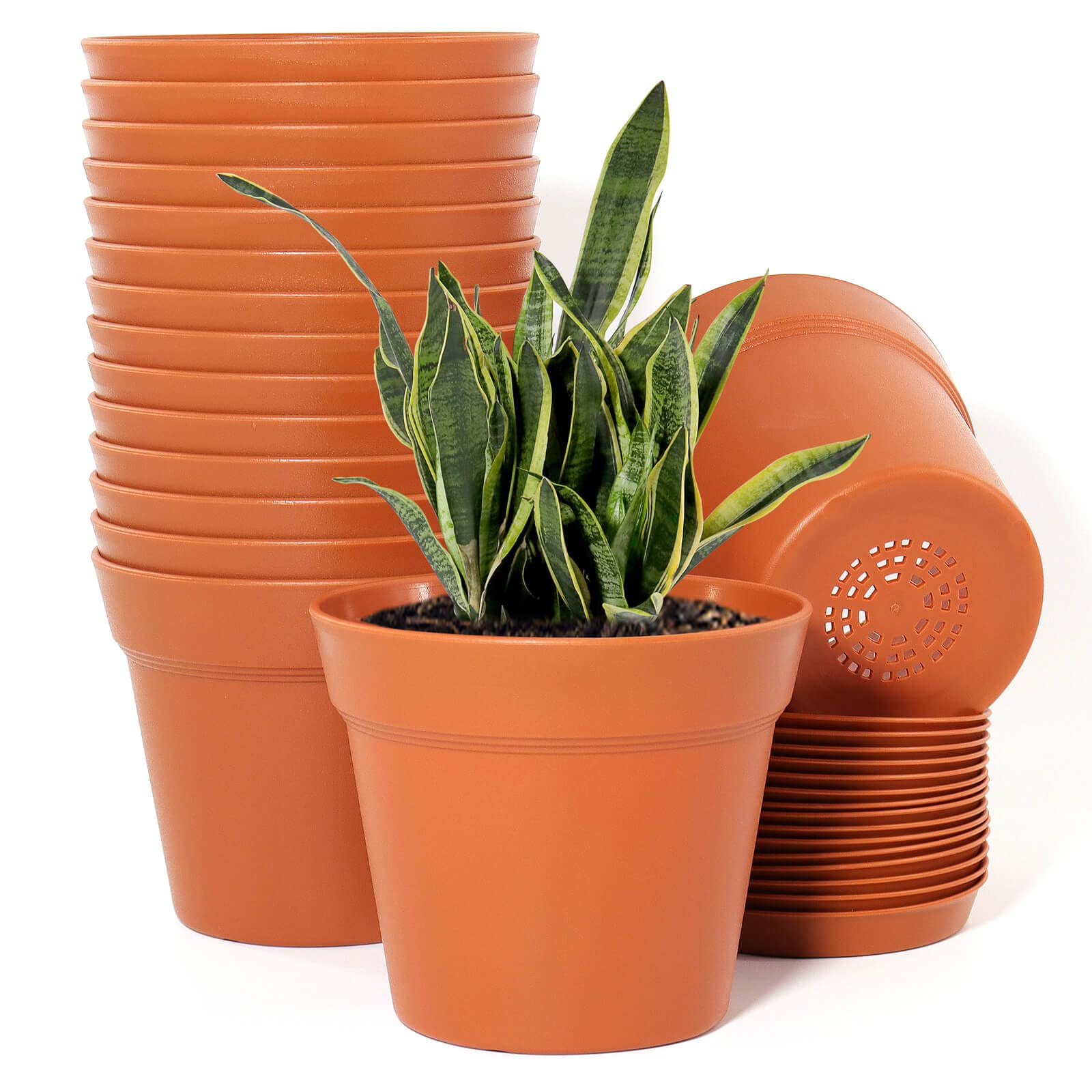 Snapklik.com : WOUSIWER 16 Pack 6 Inch Plastic Planters, Plastic Indoor ...