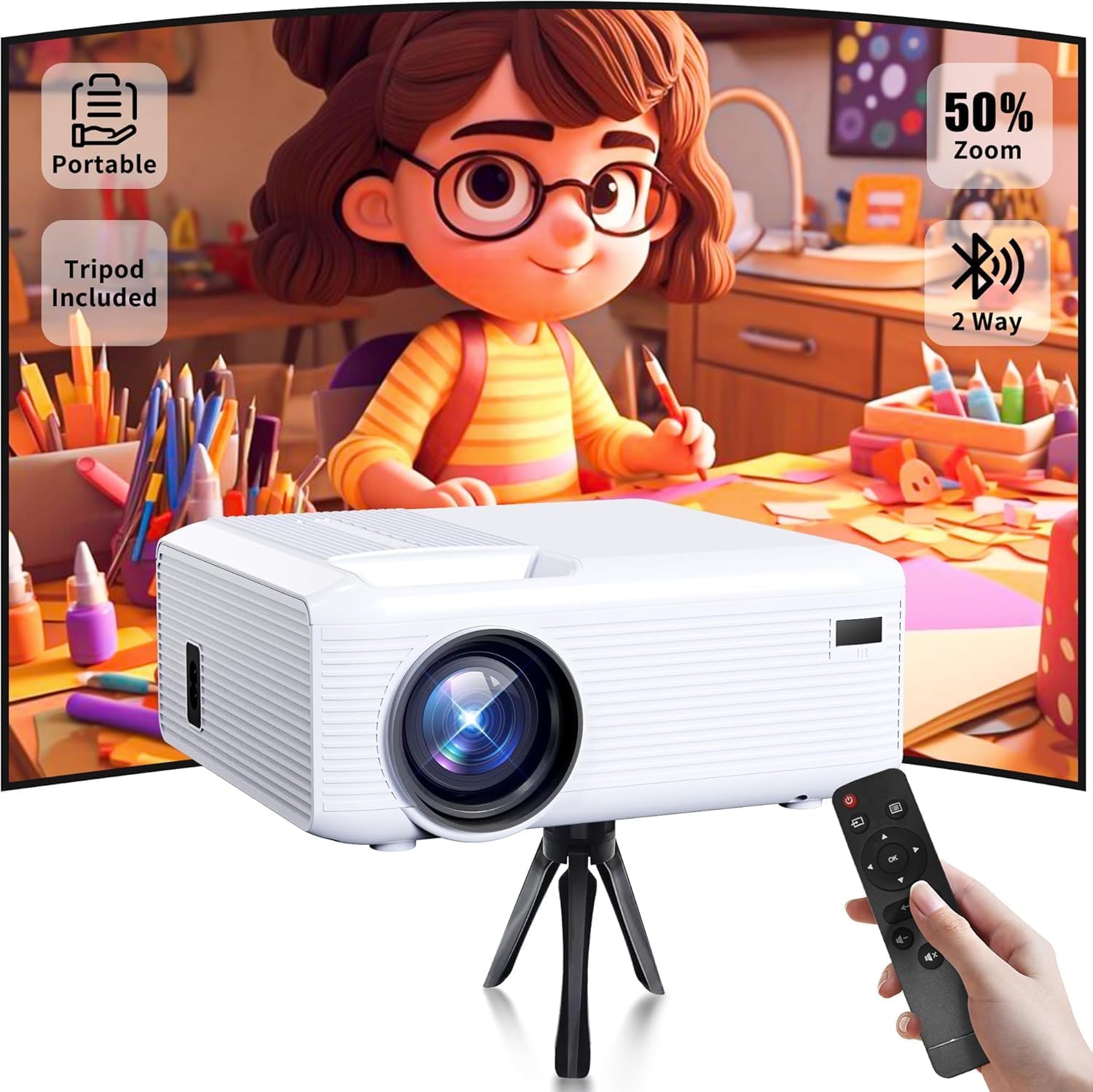 Amazon.com: 2025 Mini Bluetooth Projector,Full HD Portable Outdoor ...