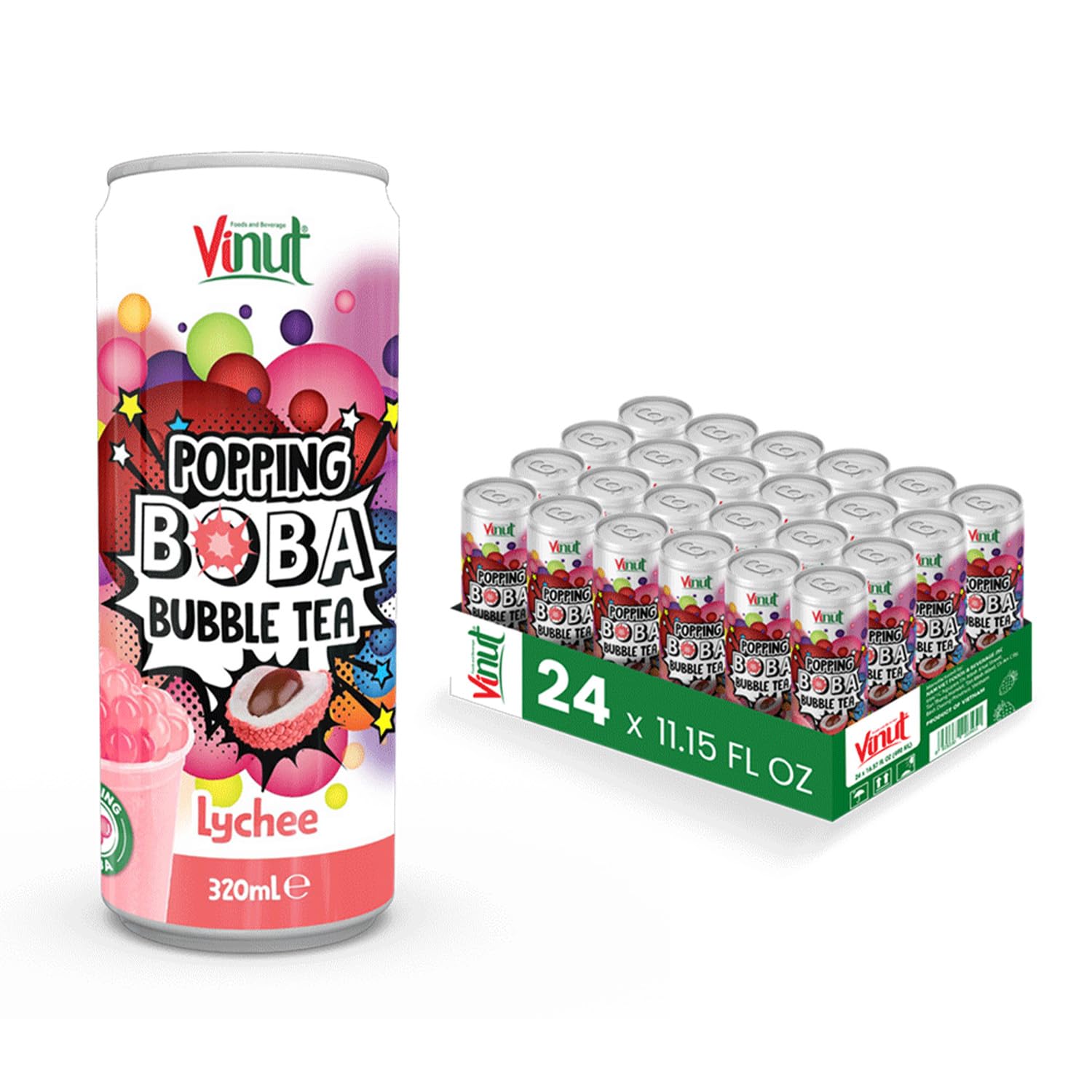 Amazon.com: Vinut Popping Boba Bubble Tea Lychee Flavour, (10.82 fl oz ...