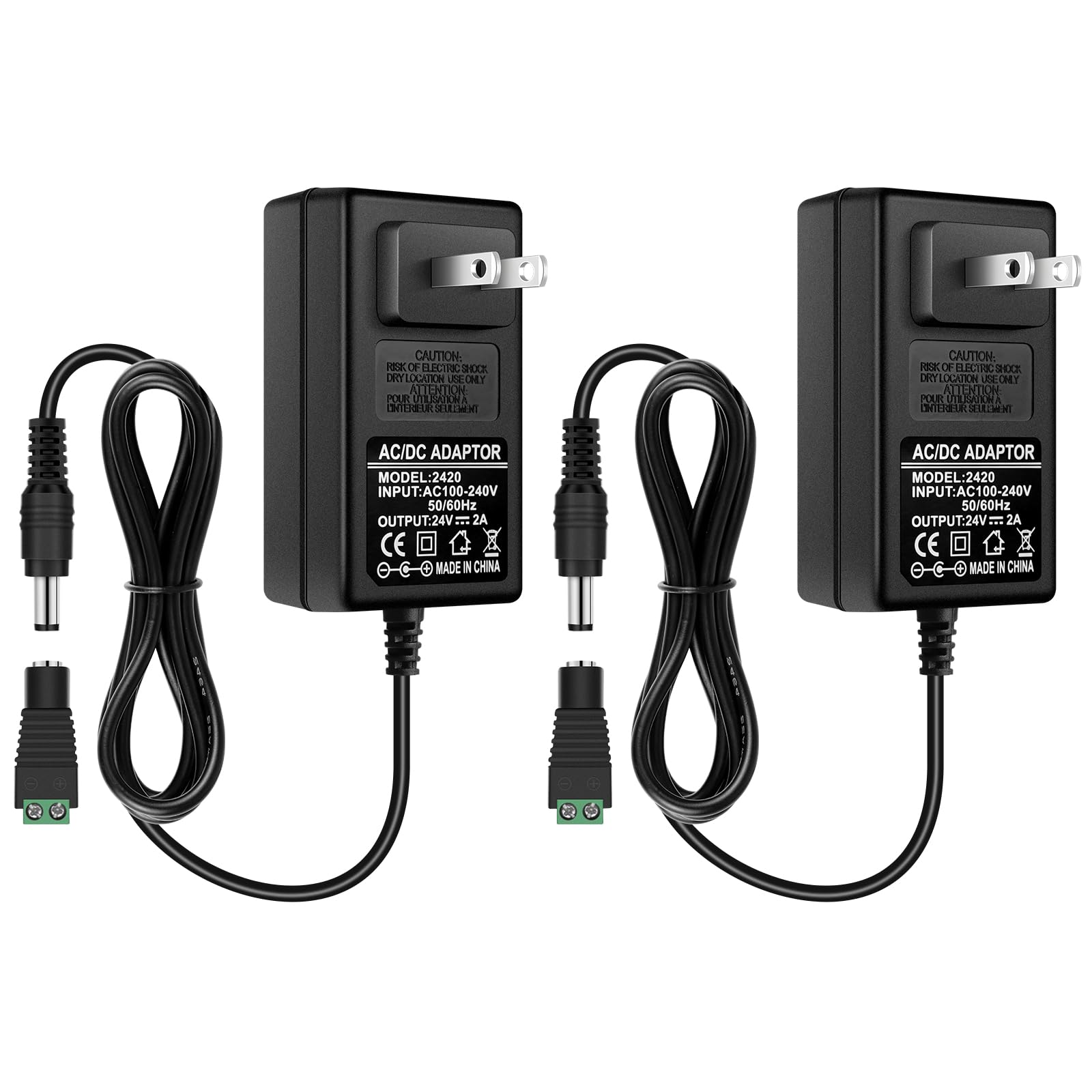 Snapklik.com : inShareplus 2 Pack DC 24V Power Supply, 100-240V AC To ...