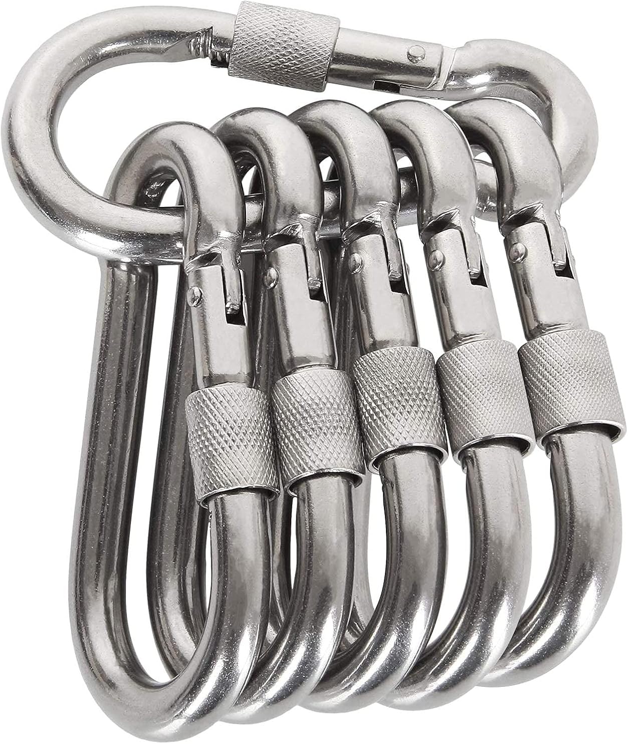 Buy Acquwistach 6 Pack Locking Carabiners Clips 3.15" Stainless Steel ...