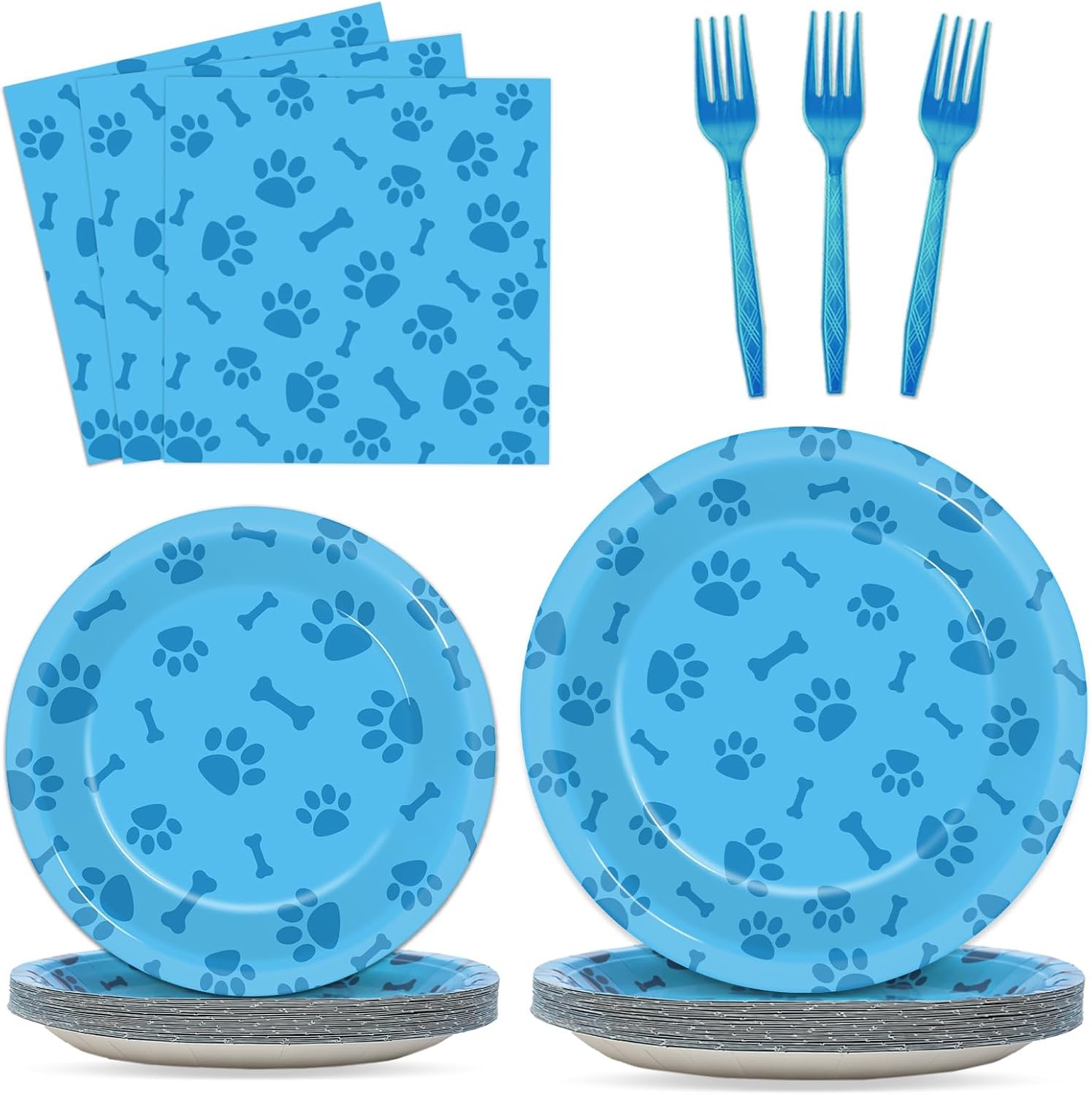 Amazon.com: 96pcs Dog Paw Prints Party Plates Napkins Dog Paw and Bone ...