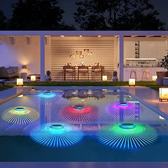Amazon.com : Zorpupoa 2Pcs Solar Floating Pool Lights, RGB Color Changing Pool Floating Light ...