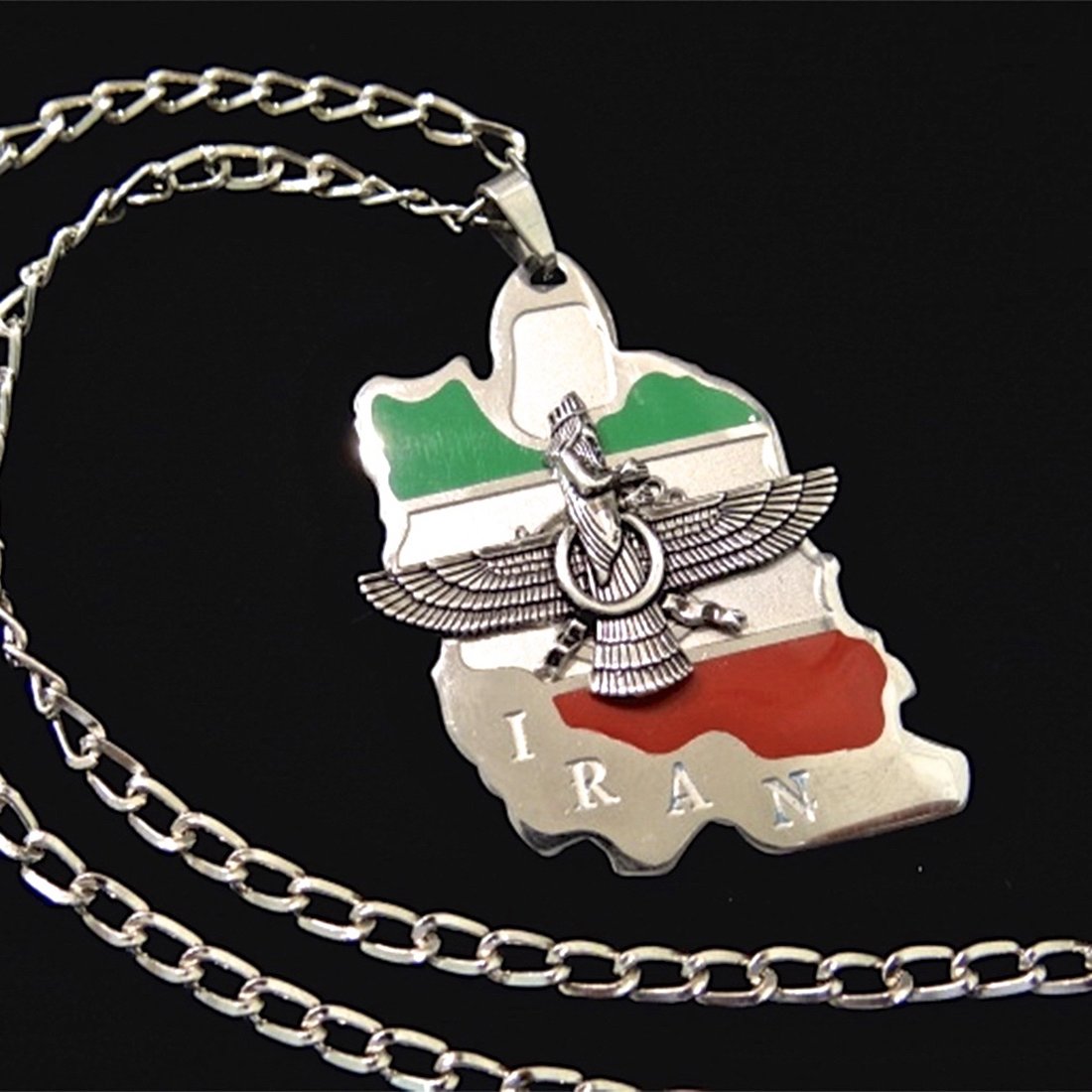 Buy Asoodehdelan Iran Flag Map Faravahar Necklace Iranian Persian ...