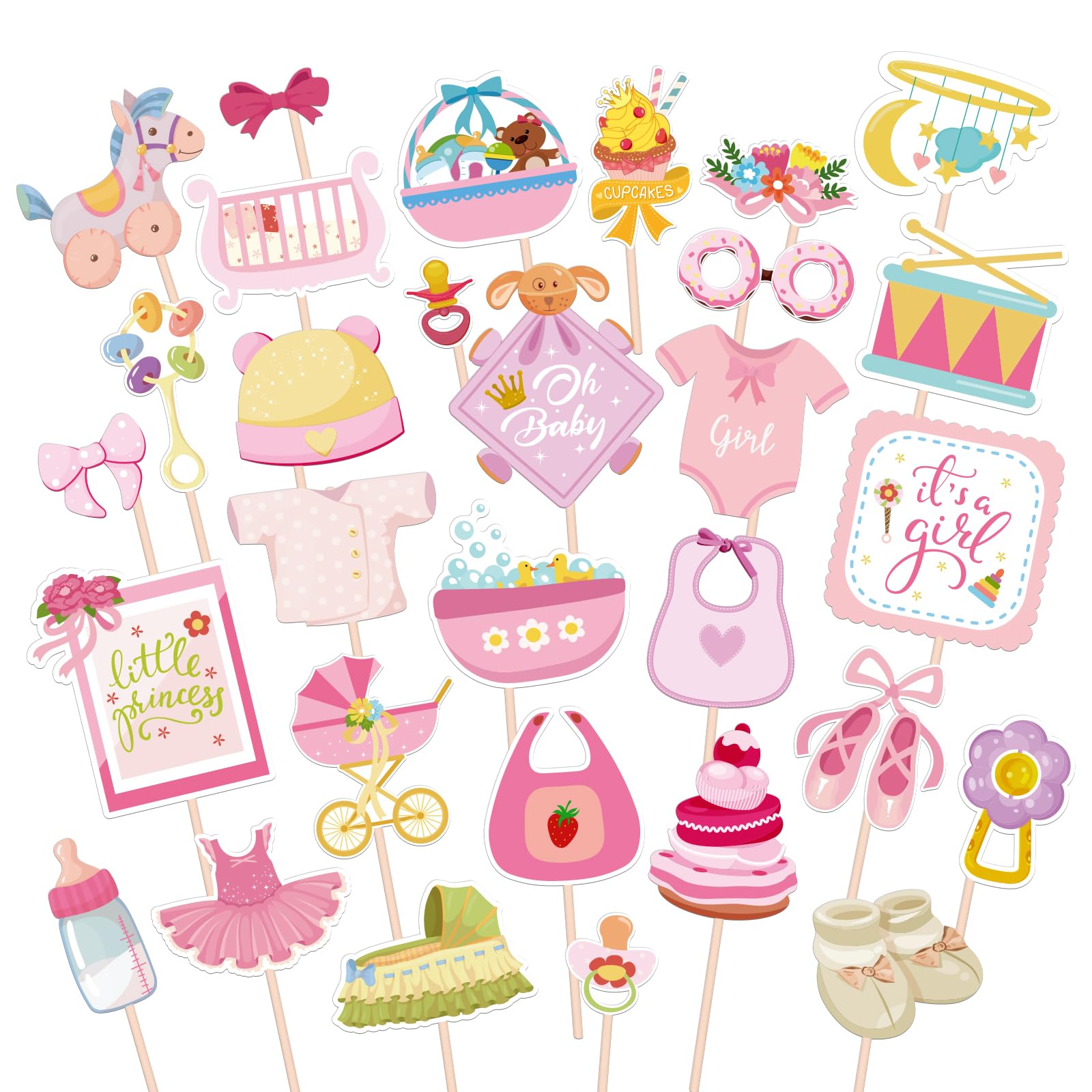 Amazon.com: Maicaiffe It's a Girl Photo Booth Props - 30 Pcs Gender ...
