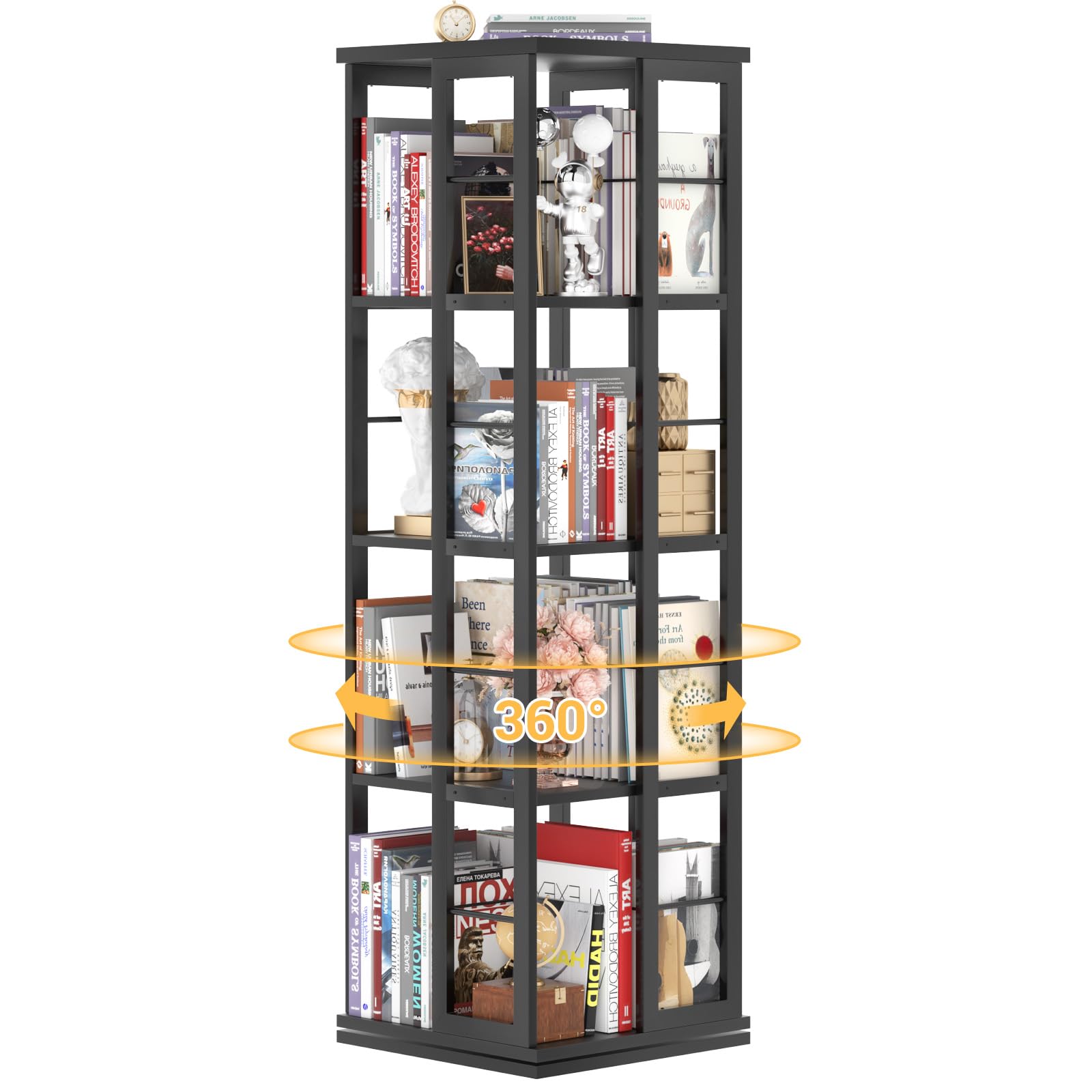 Amazon.com: Aheaplus Rotating Bookshelf, Corner Bookshelf, 360 Display ...