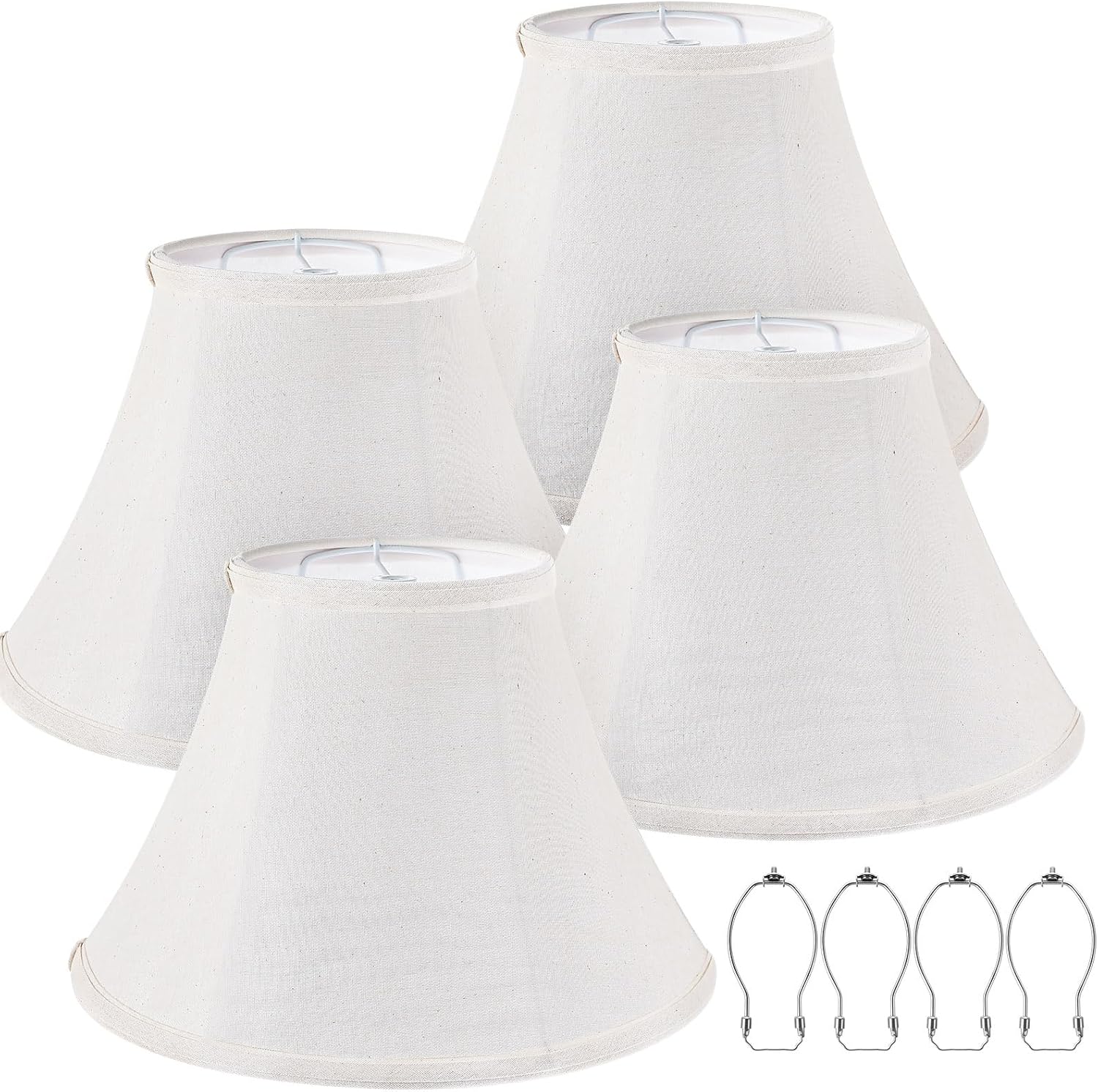 Medium Bell Lamp Shades Set of 4, Beige Shade Replacement for Table ...