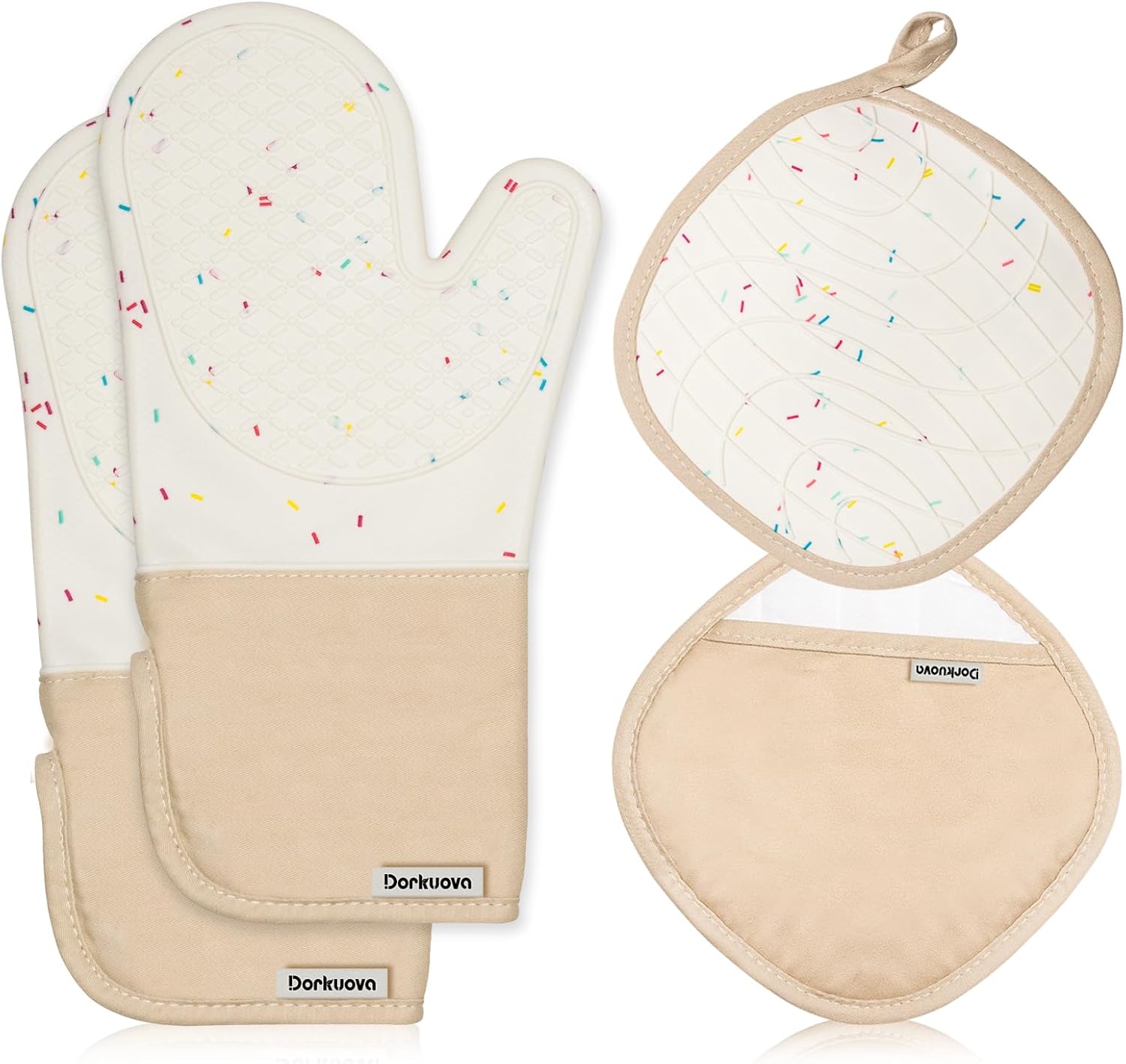 Amazon.com: Dorkuova Kitchen Mittens,500°F Heat Resistant,Baking ...