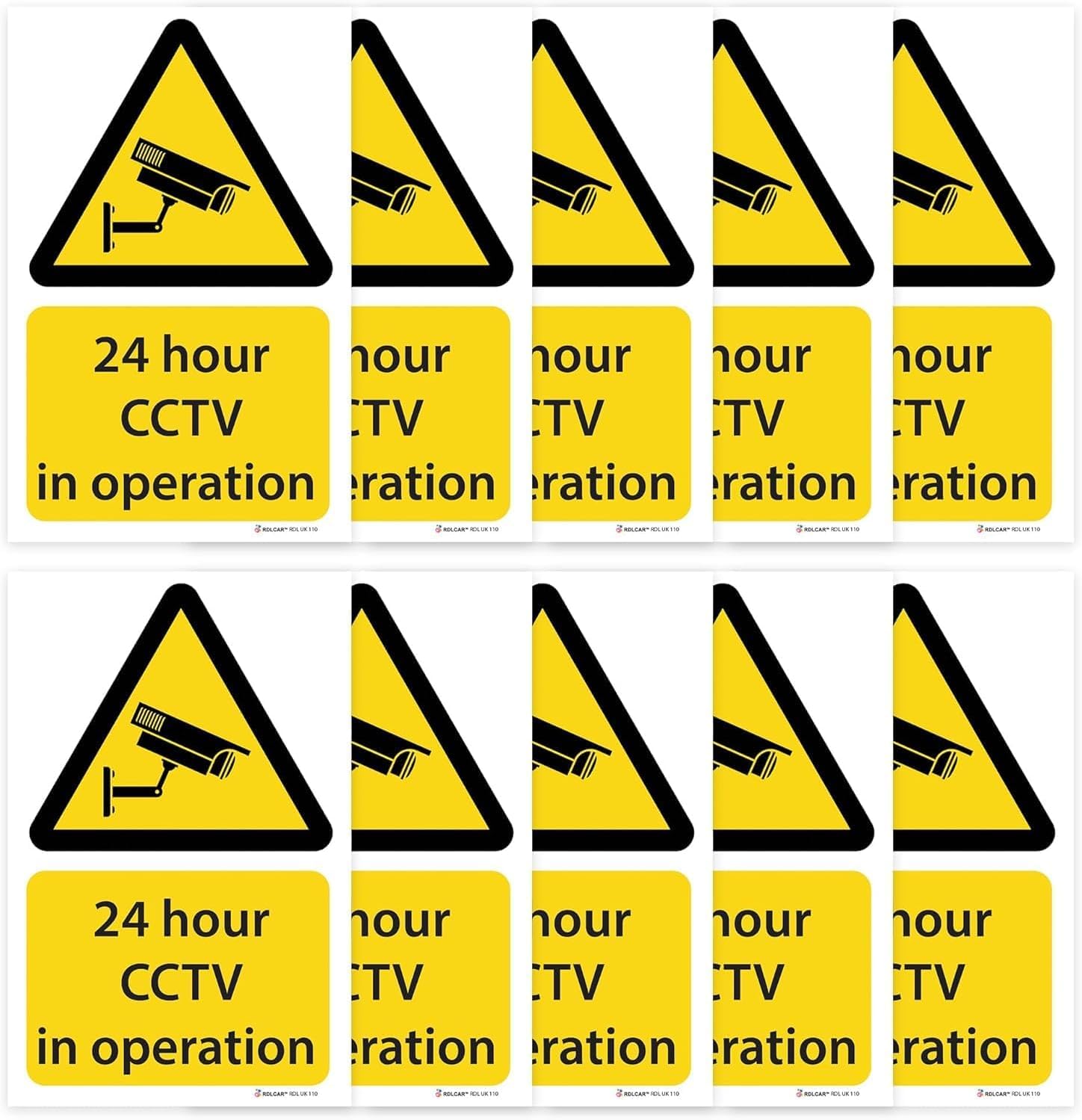 RDLCAR CCTV Sign Pack of 10 Visible CCTV in Operation Sign Essential ...