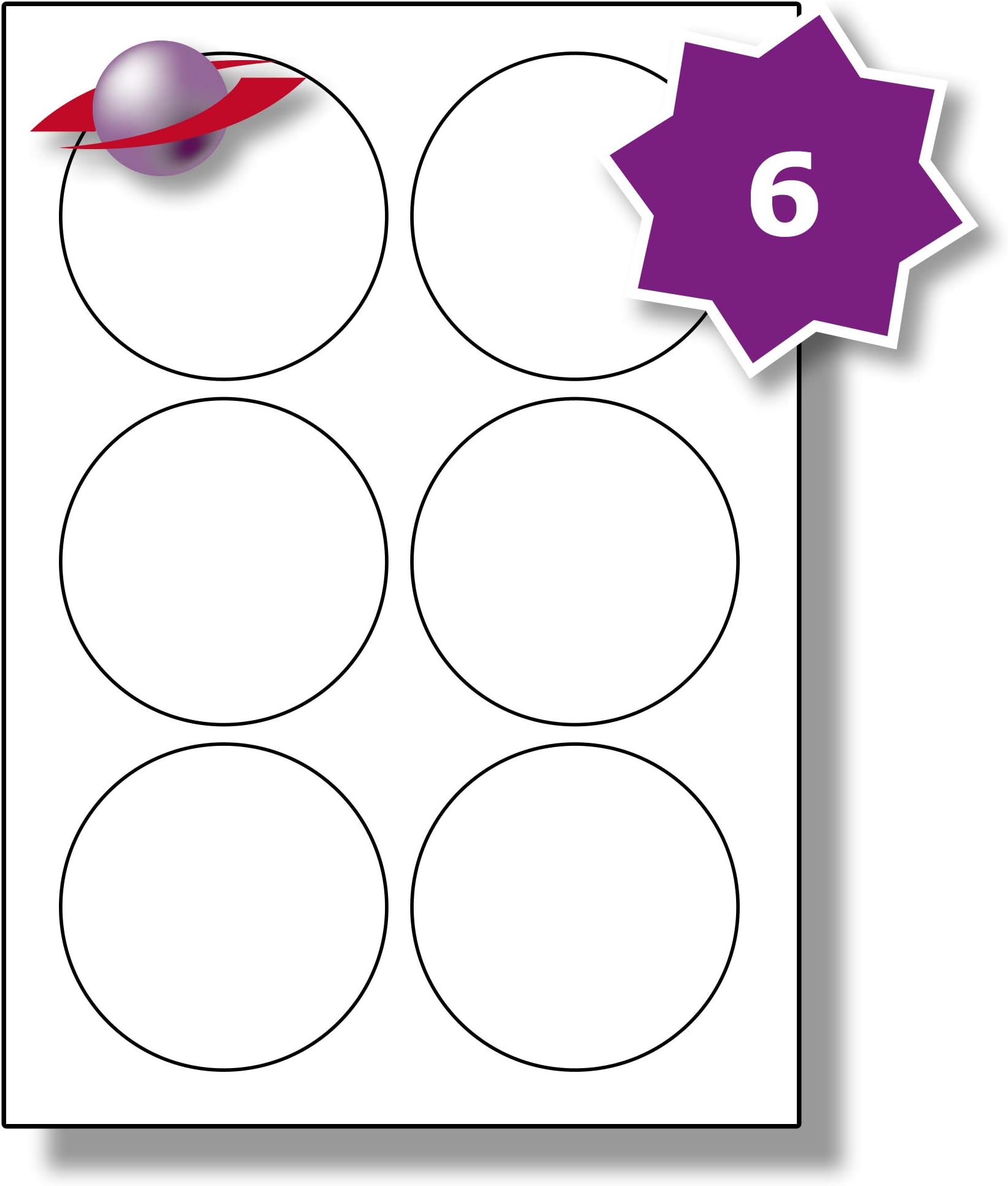 Label Planet® 6 Per Page/Sheet, 5 Sheets (30 Round Sticky Labels ...