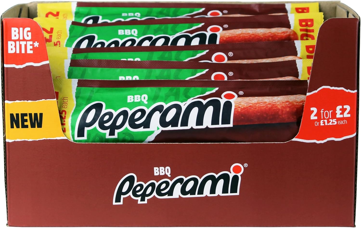 Peperami Big Bite - BBQ Flavour - Smoked Pork Salami Sausage - Box of ...