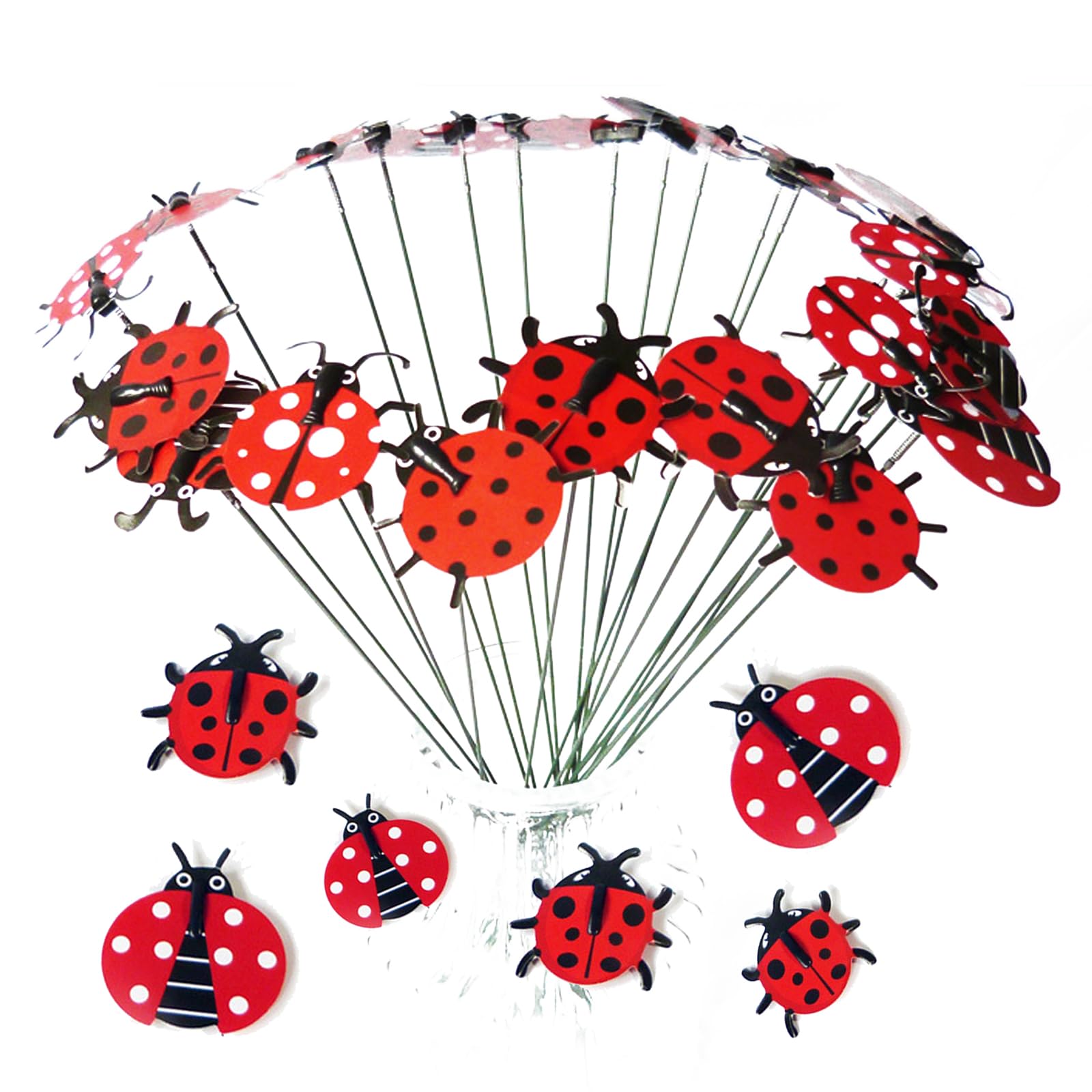Amazon.com : Tuxiaobu 20 Pcs DIY Garden Artificial Ladybug Stakes - 3D ...
