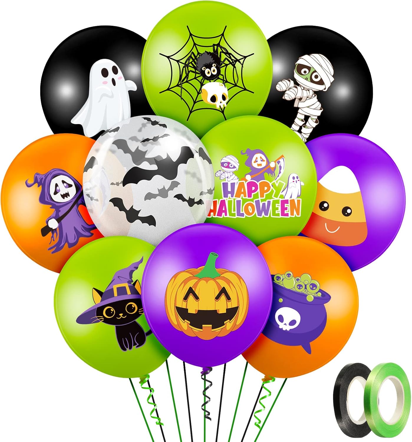 Amazon.com: 50 Halloween Balloons Decor, Adorable Pumpkin and Spooky ...