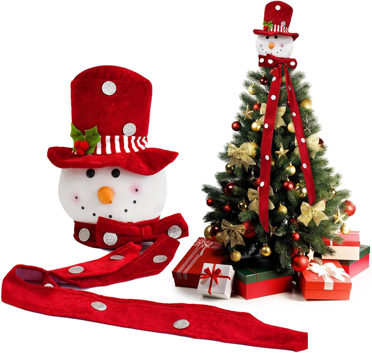 Amazon.com: Snowman Christmas Tree Topper Large Plush Decorations Top ...
