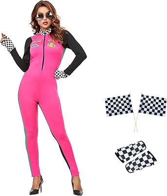 Amazon.com: Regenboog Race Car Driver Costume With Racing Flag, Sexy ...