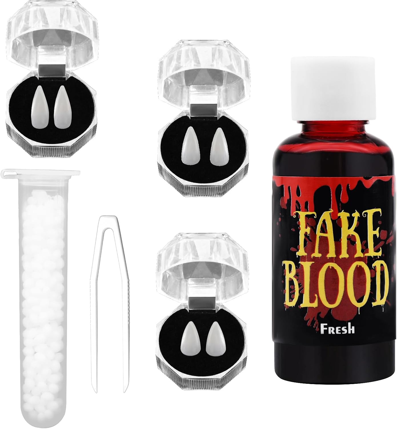 Amazon.com: Pedenty 3 Sizes 3 Pairs Vampire Teeth Fake Fangs with Blood ...