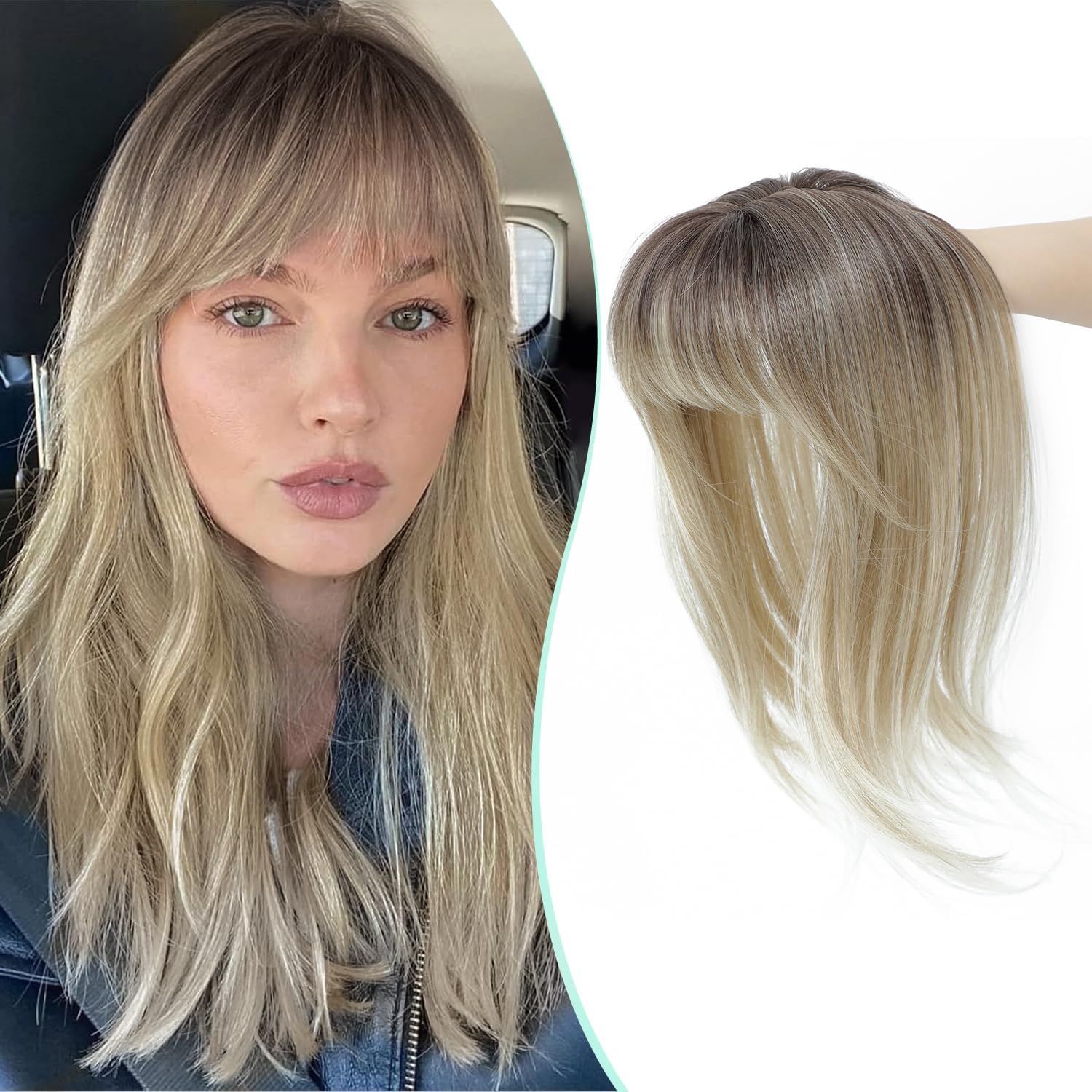 Fine Plus 360° Cover Fringe, 18inch Clip in Fringe Blends Natural ...