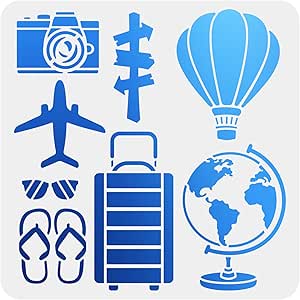 Amazon.com : MAYJOYDIY Travel Stencil Travel Theme Drawing Stencils 11. ...