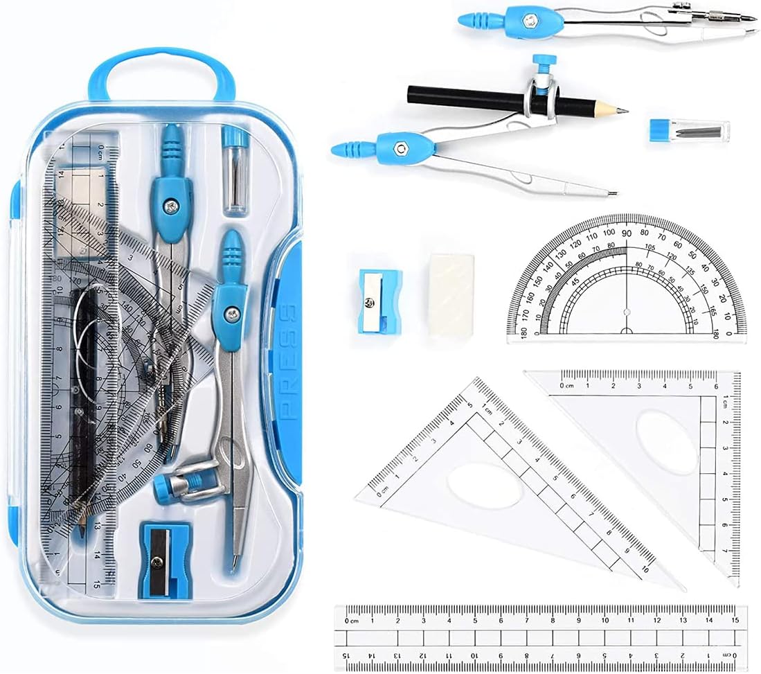 Kit de geometria matemática de 10 peças, incluindo bússolas ...
