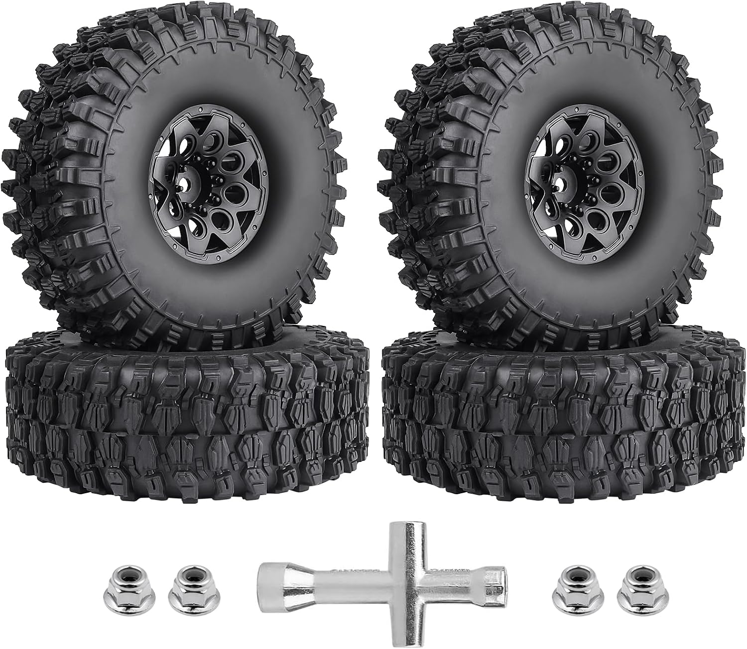 Amazon.com: HobbyPark Pre Mounted 12mm Hex Plastic 1.9 Beadlock Wheels ...